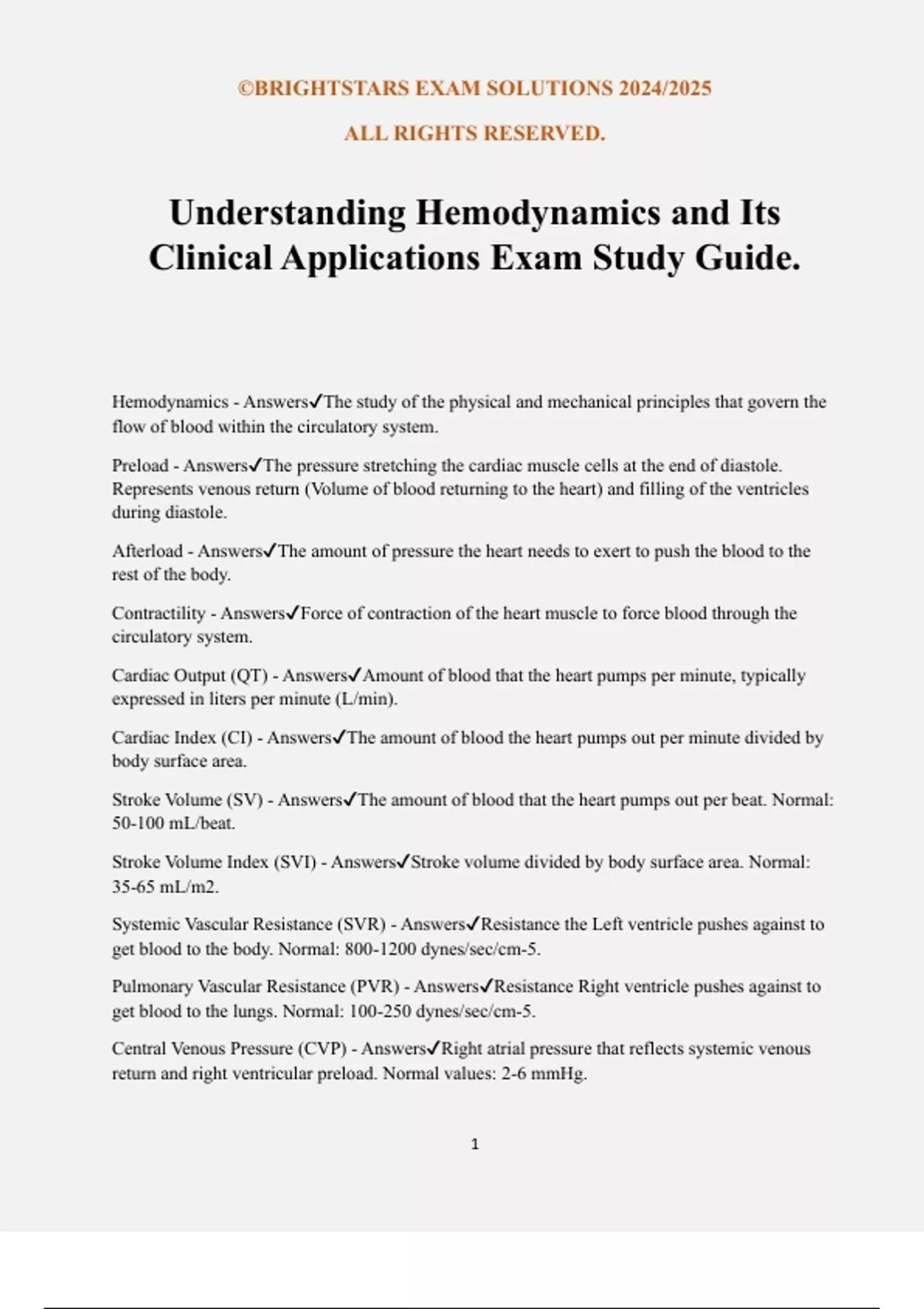 Understanding Hemodynamics and Its Clinical Applications Exam Study ...
