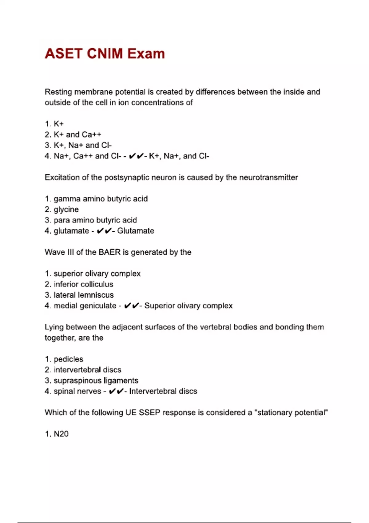 ASET CNIM Exam Questions And Answers 100% correct Verified | Latest ...