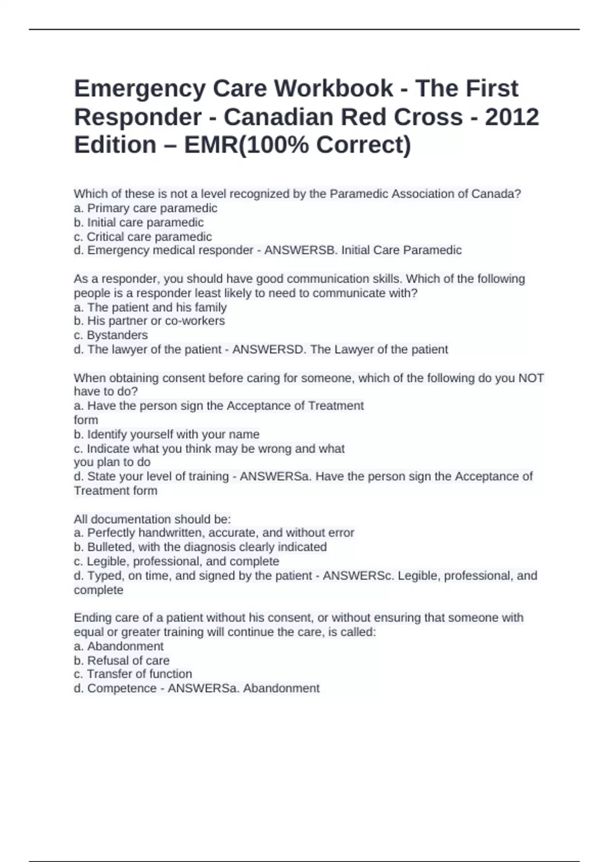 Emergency Care Workbook - The First Responder - Canadian Red Cross ...