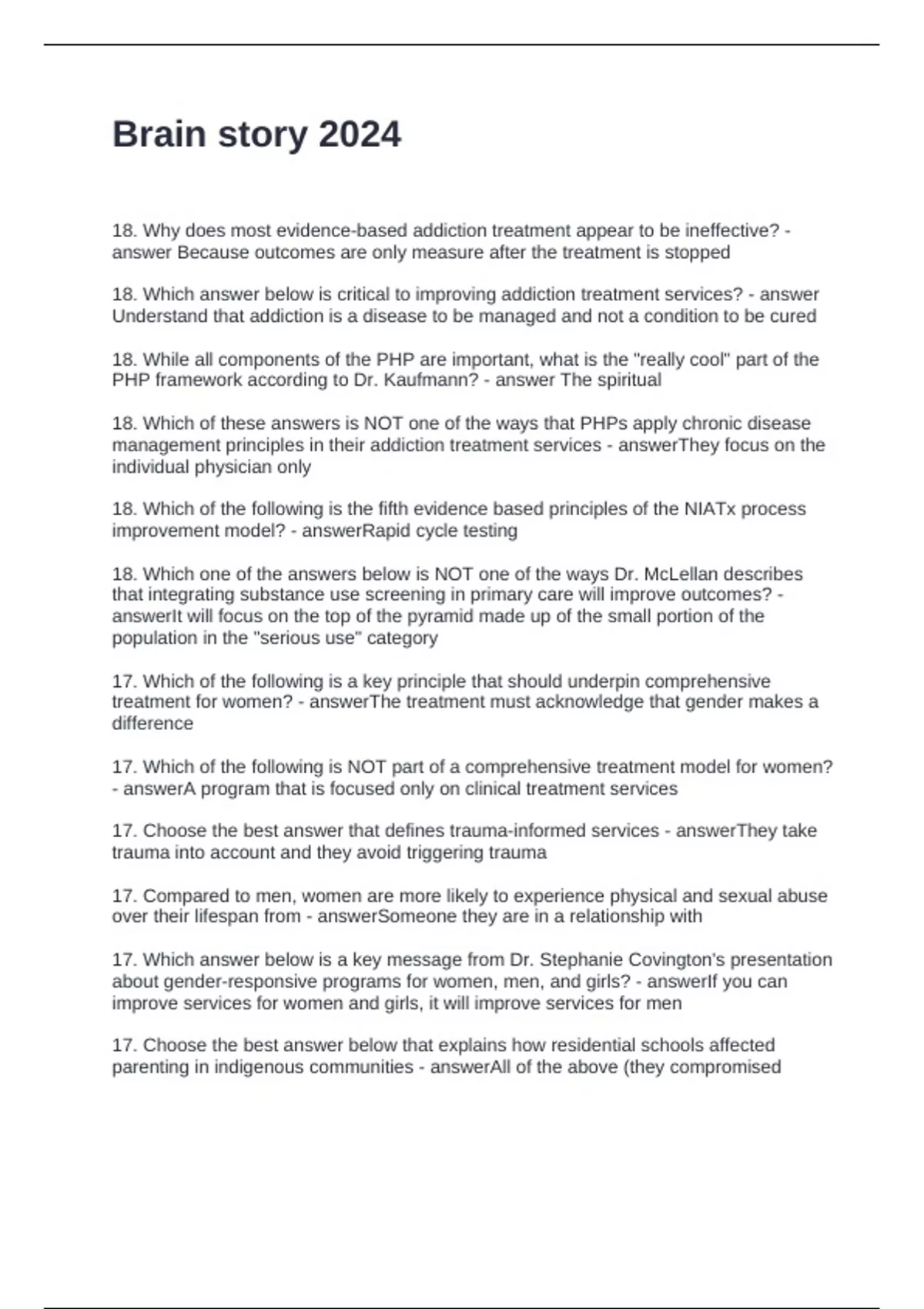 Brain story 2024 Questions and Answers 2024 - Brain story certification ...