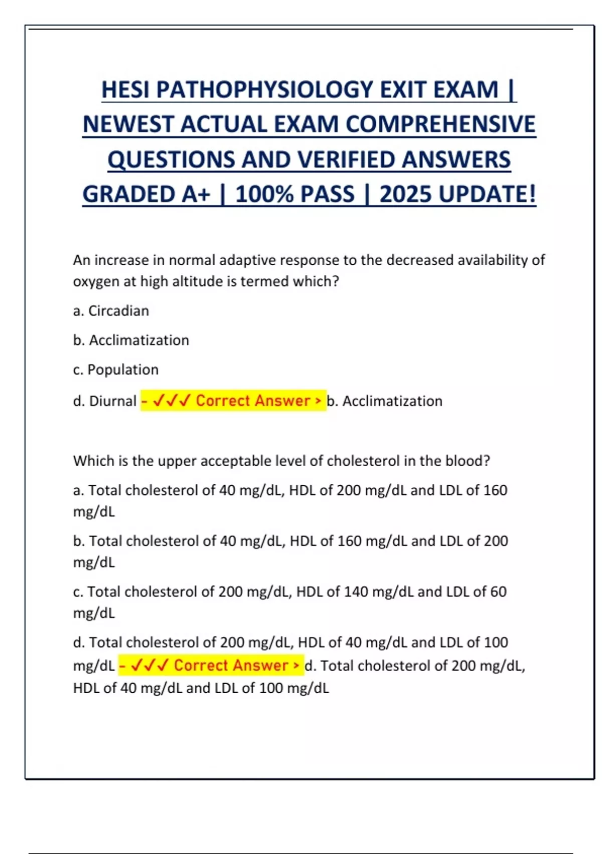 HESI PATHOPHYSIOLOGY EXIT EXAM | NEWEST ACTUAL EXAM COMPREHENSIVE ...