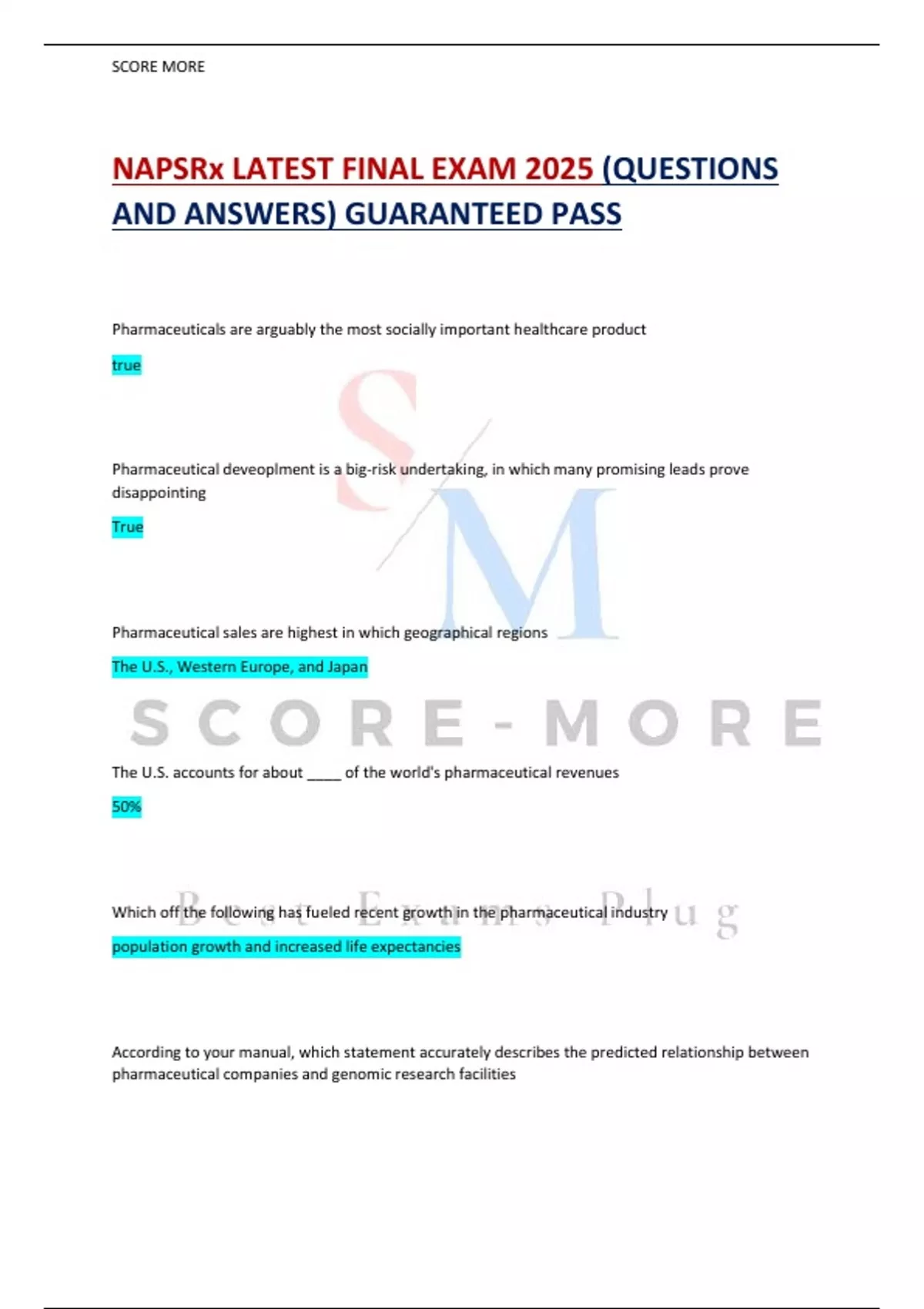 NAPSRx LATEST FINAL EXAM 2025 (QUESTIONS AND ANSWERS) GUARANTEED PASS ...