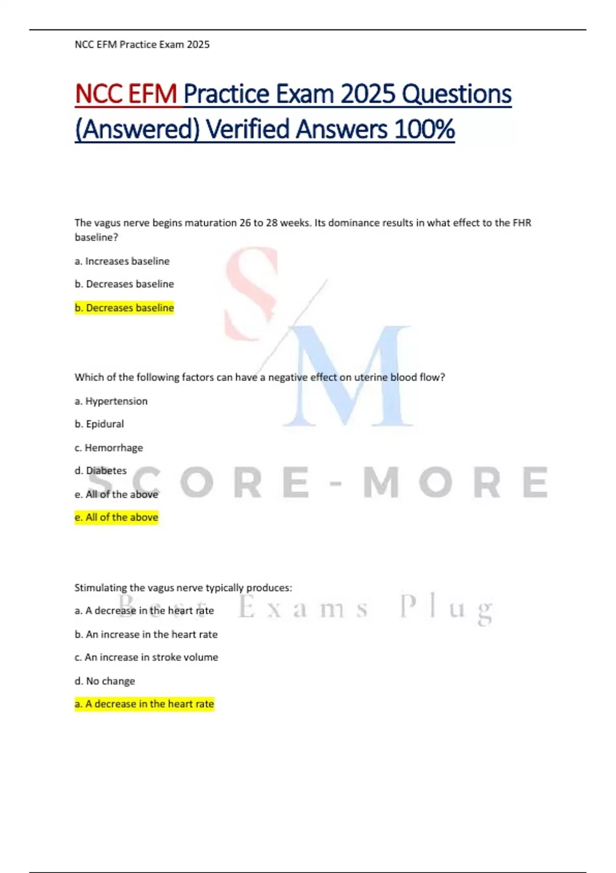 NCC EFM Practice Exam 2025 Questions (Answered) Verified Answers 100% ...