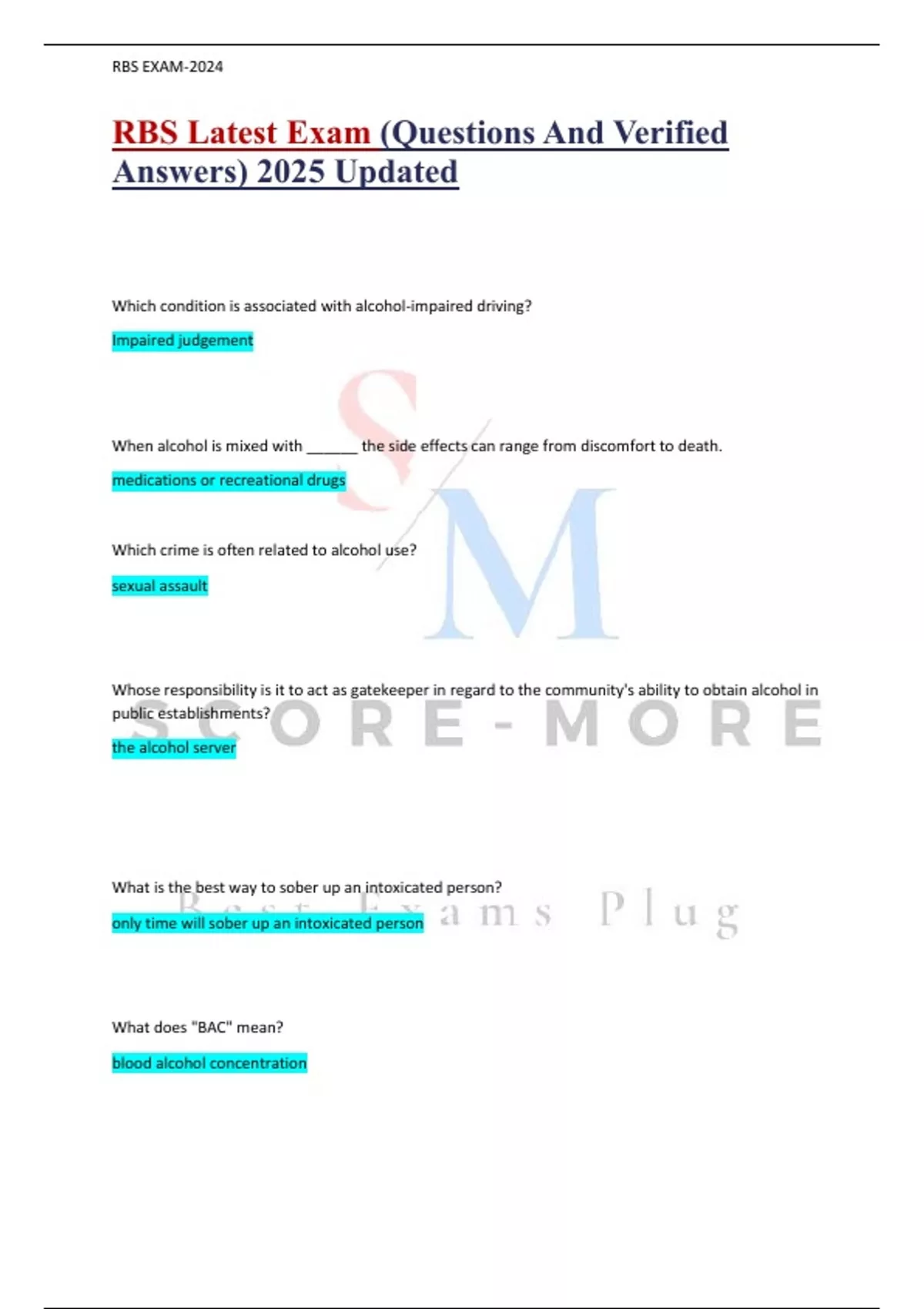 RBS Latest Exam (Questions And Verified Answers) 2025 Updated - RBS ...