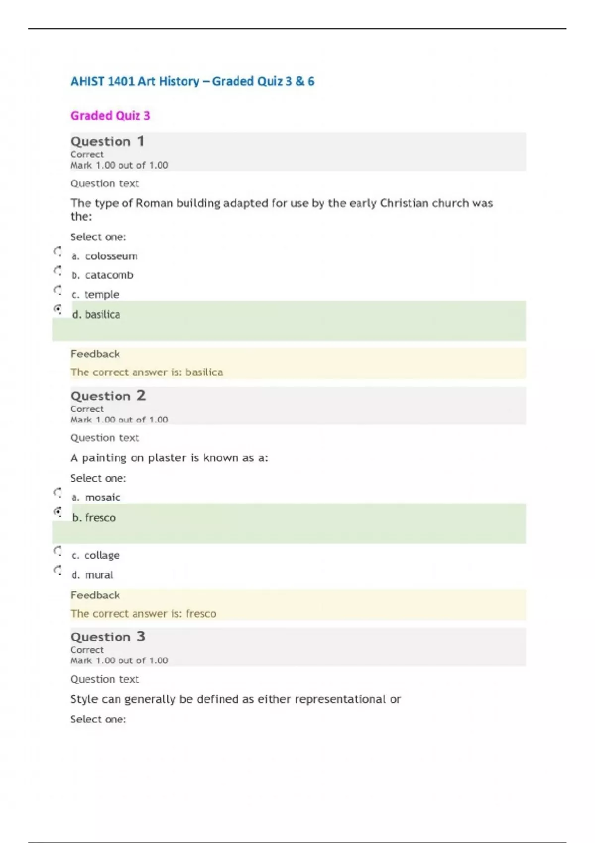AHIST 1401 - All Graded Quizzes|Questions and Answers| with Complete ...