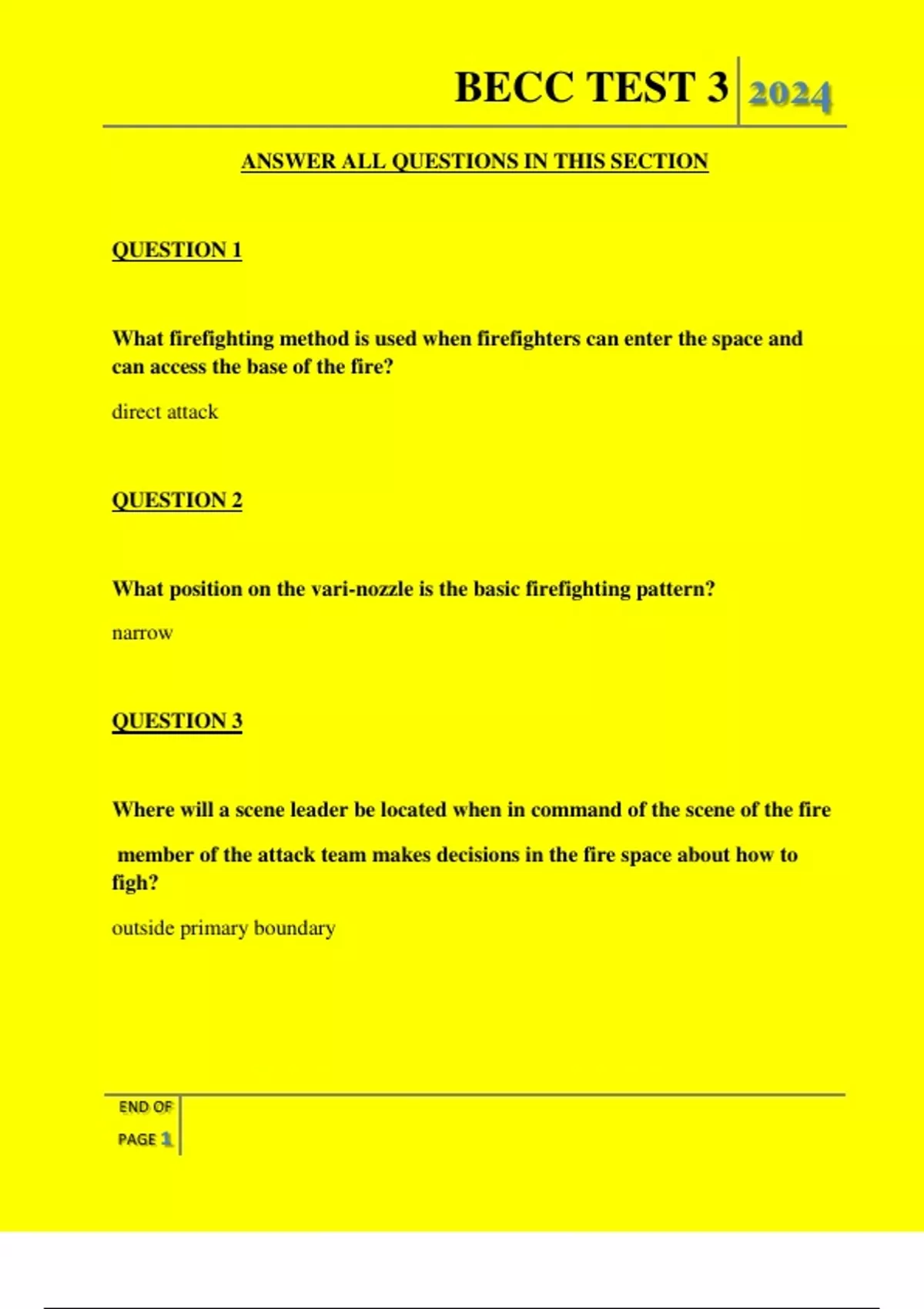 BECC TEST 3 QUESTIONS AND ANSWERS 2025 - BECC - Stuvia US