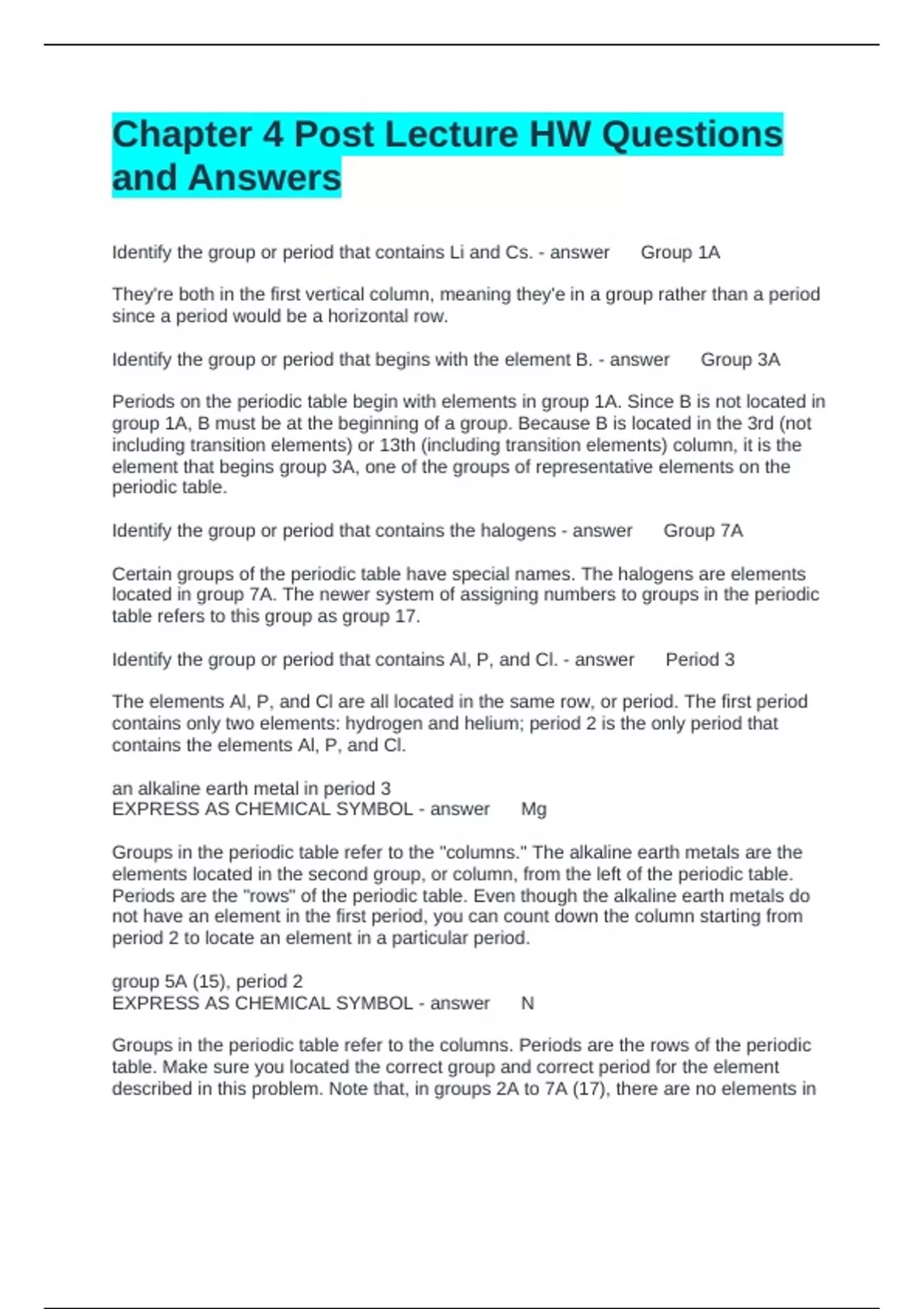 Chapter 4 Post Lecture HW Questions and Answers - IFPC - Stuvia US