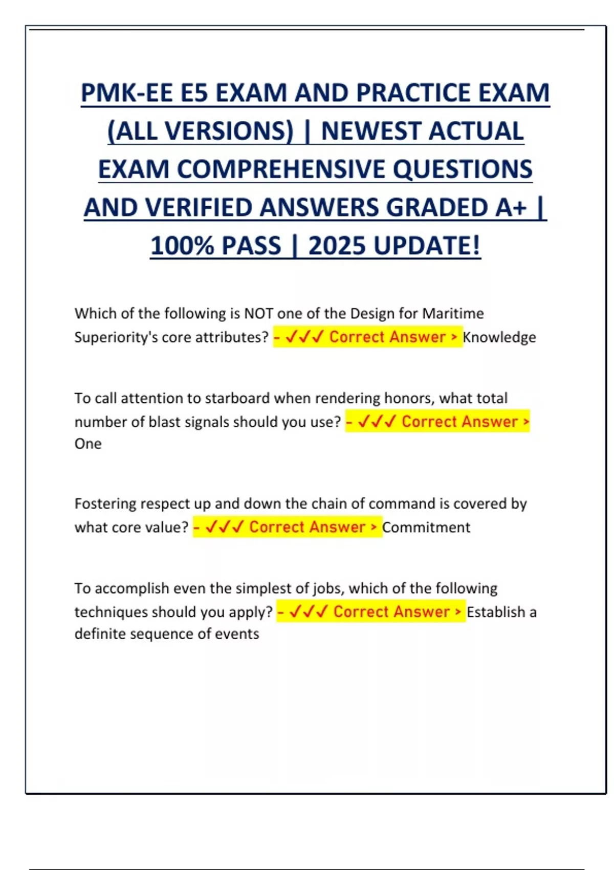 PMK-EE E5 EXAM AND PRACTICE EXAM (ALL VERSIONS) | NEWEST ACTUAL EXAM ...