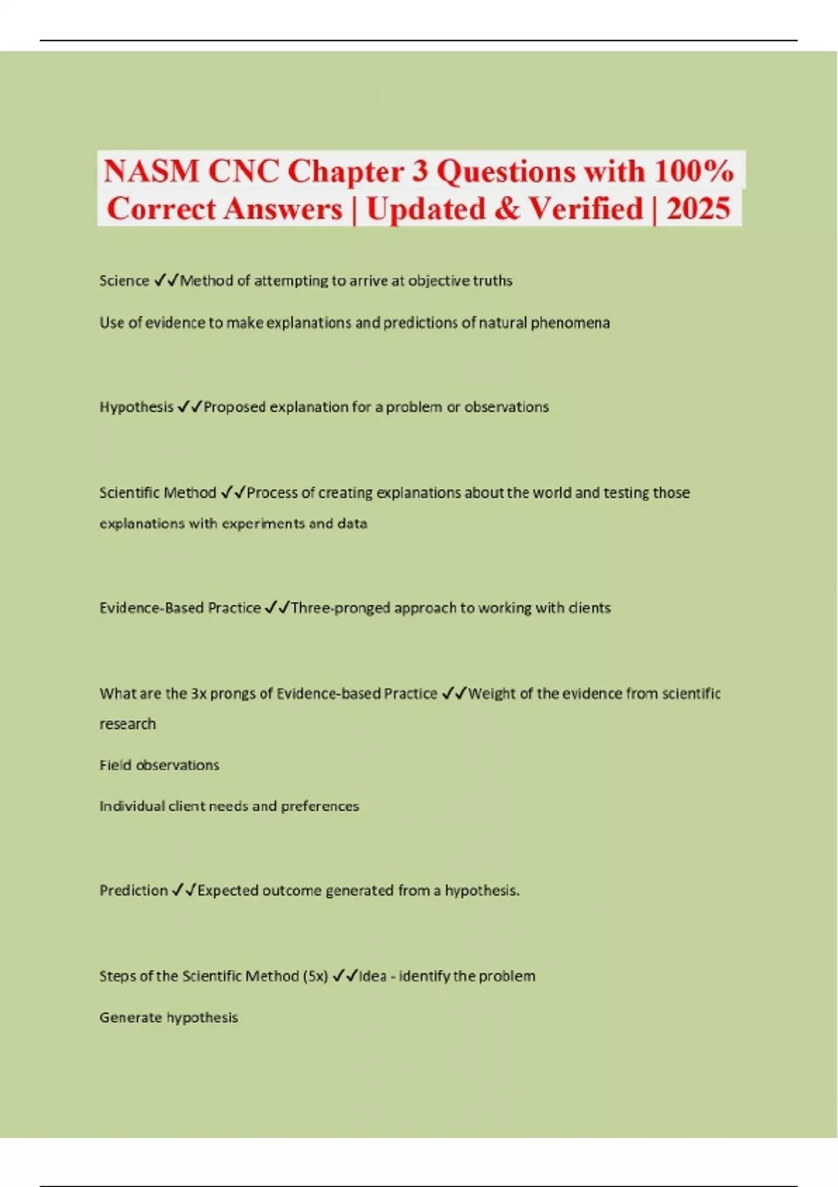 NASM CNC Chapter 3 Questions with 100% Correct Answers | Updated ...