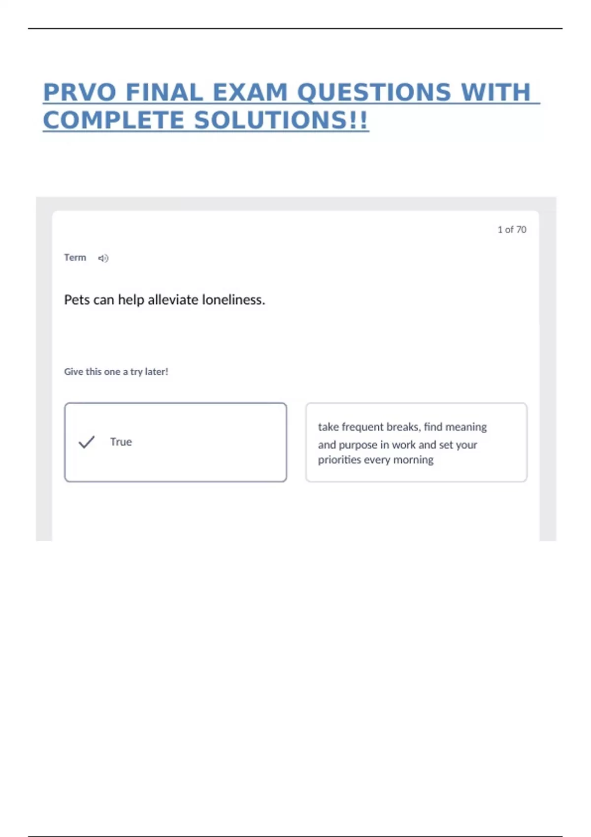 PRVO FINAL EXAM QUESTIONS WITH COMPLETE SOLUTIONS!! - PRVO - Stuvia US