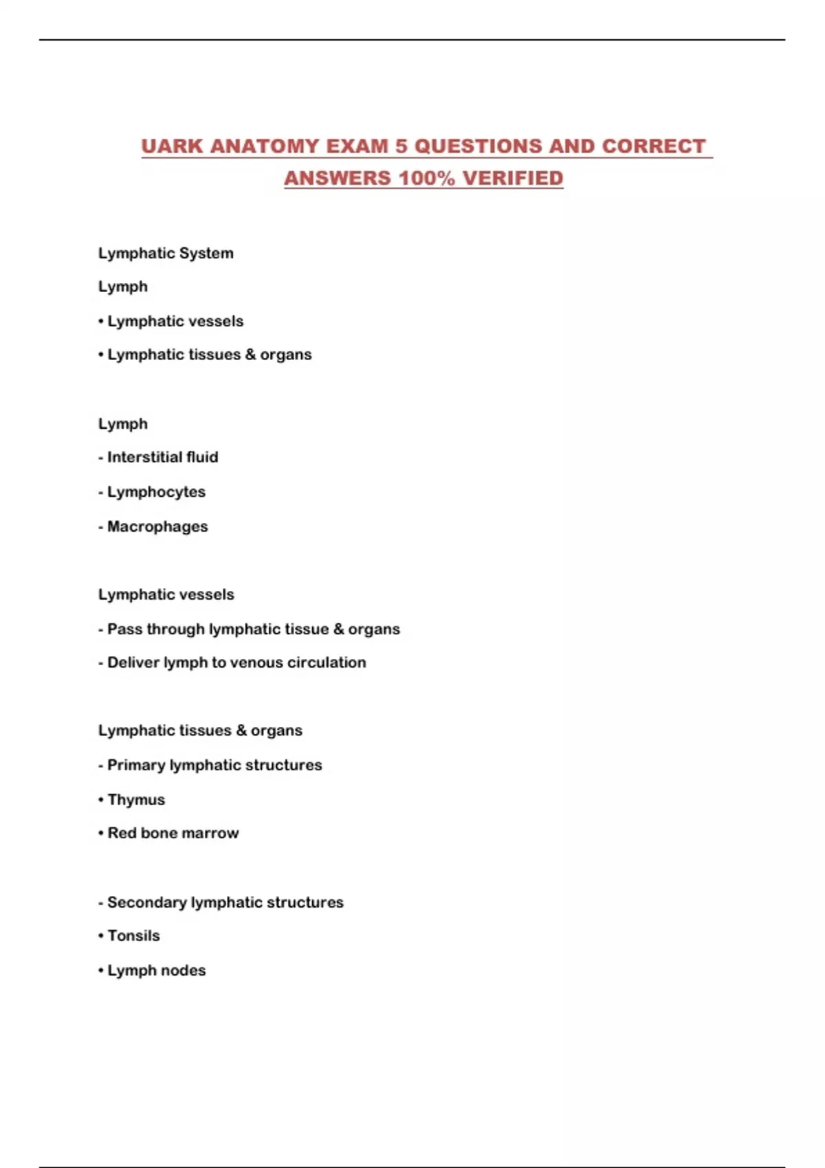 UARK ANATOMY EXAM 5 QUESTIONS AND CORRECT ANSWERS 100% VERIFIED - UARK ...