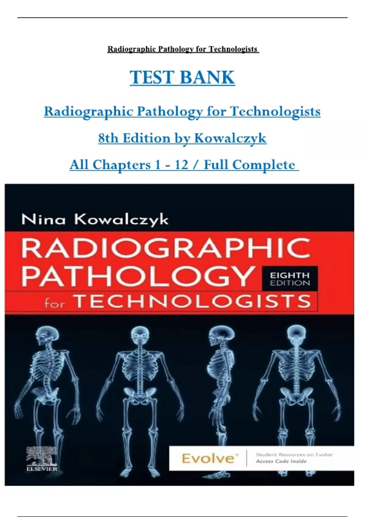 Test Bank For Radiographic Pathology for Technologists, 8th Edition by ...