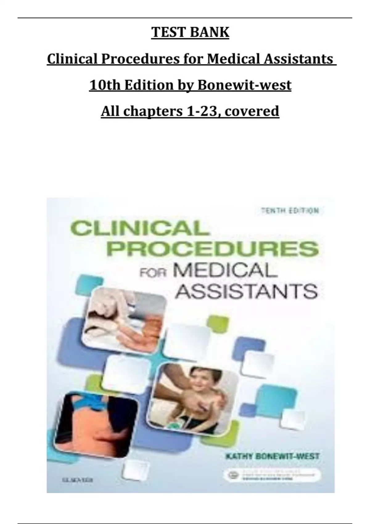 TEST BANK for Clinical Procedures for Medical Assistants 10th Edition ...