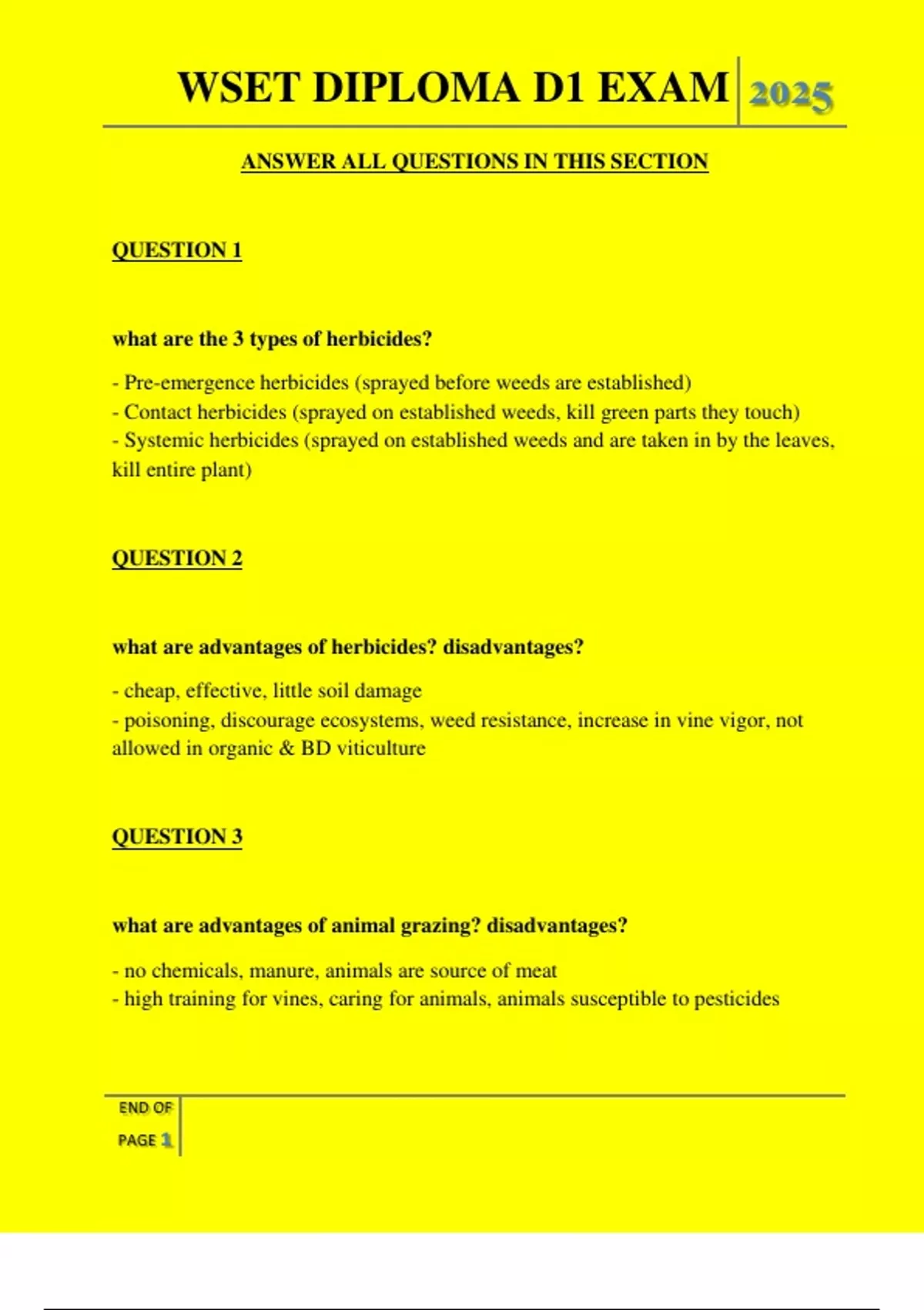 Wset Diploma D1 Exam Questions And Answers 2025 Wset Diploma D1