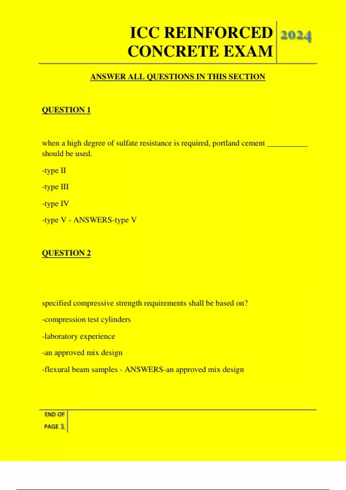 ICC REINFORCED CONCRETE EXAM QUESTIONS AND ANSWERS 2025 - ICC ...