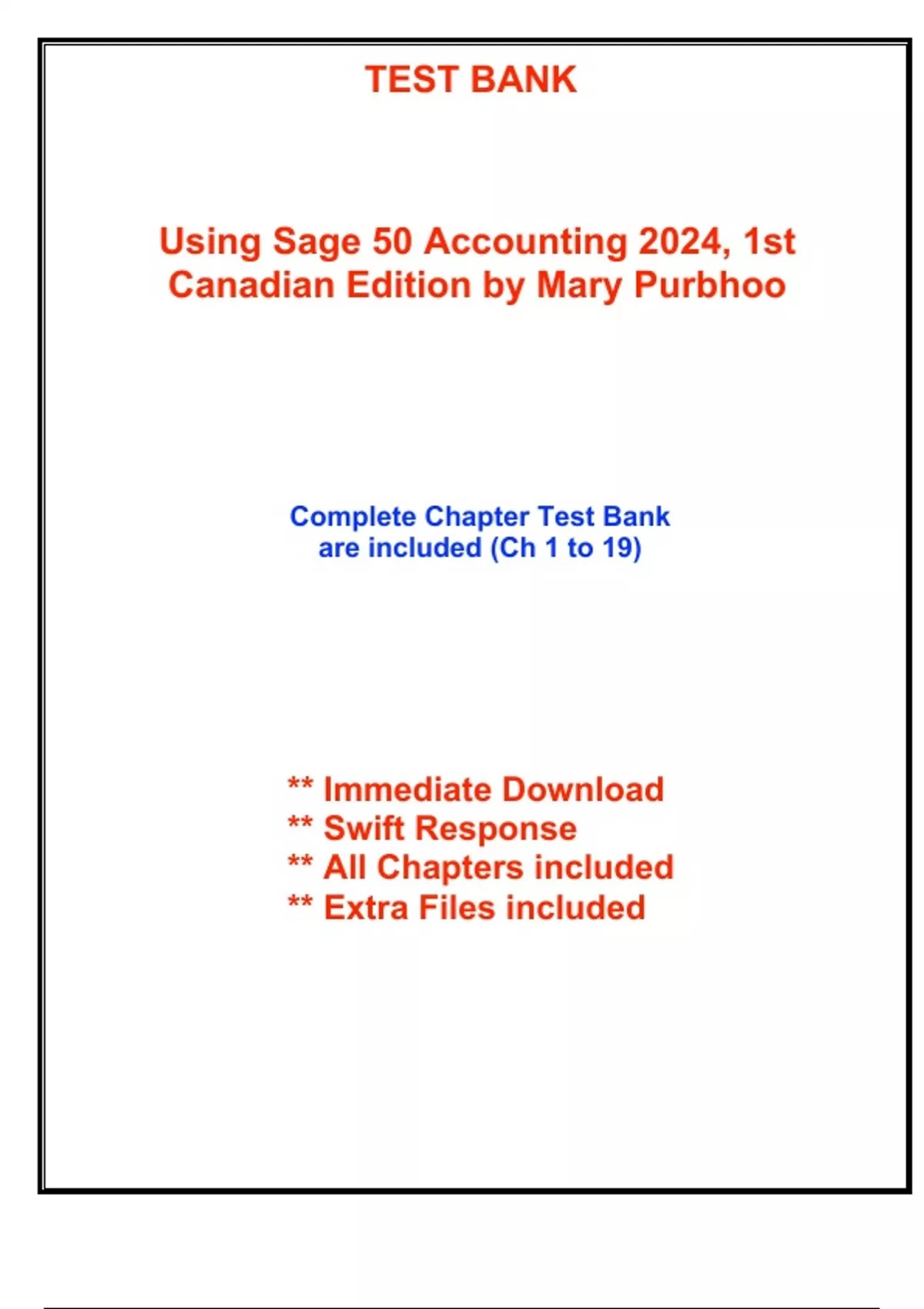 Test Bank for Using Sage 50 Accounting 2024, 1st Canadian Edition by ...