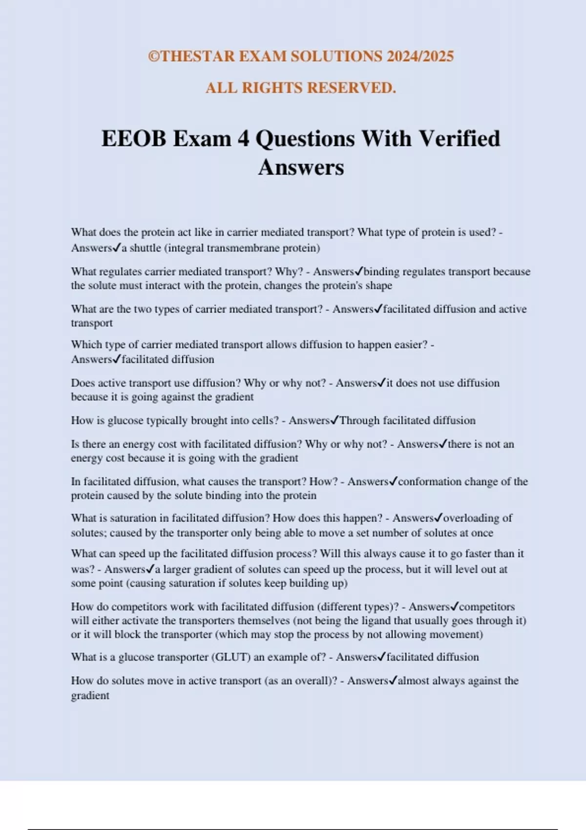 EEOB Exam 4 Questions With Verified Answers - EEOB 2520 - Stuvia US