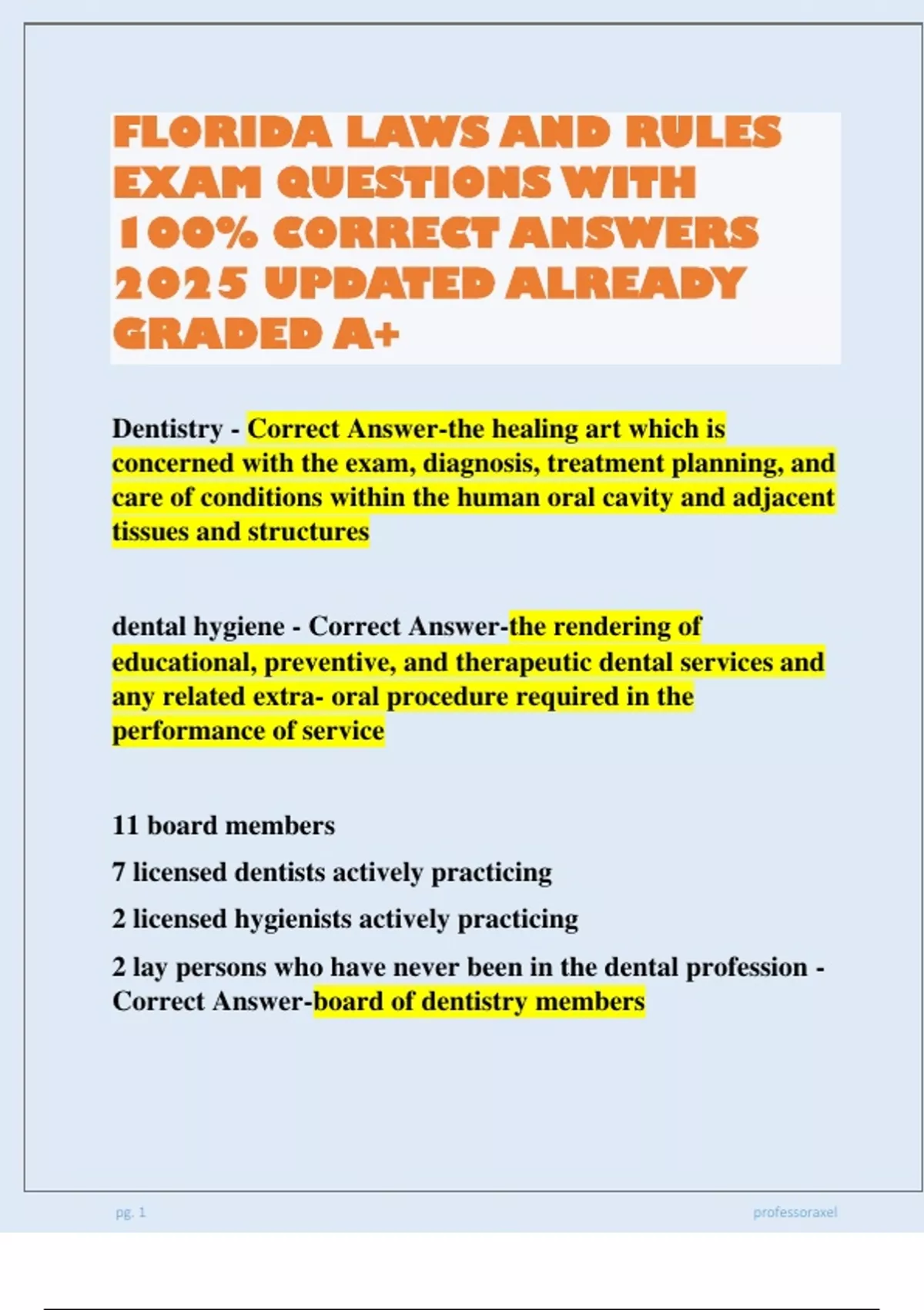 FLORIDA LAWS AND RULES EXAM QUESTIONS WITH 100% CORRECT ANSWERS 2025 ...