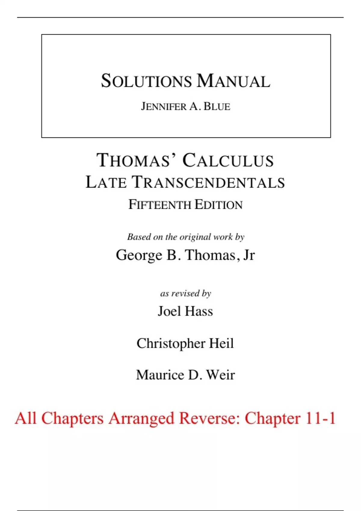Thomas' Calculus 15th Edition By Joel Hass, Christopher Heil, Maurice ...