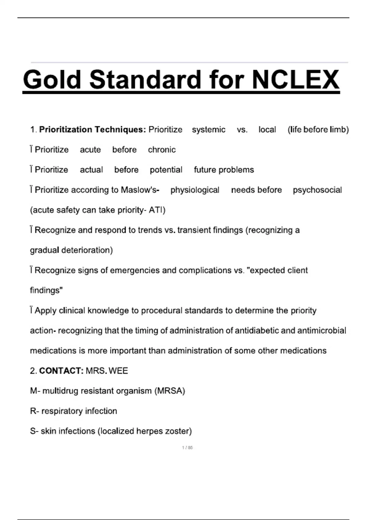 Gold Standard for NCLEX.pdf - Nclex - Stuvia US