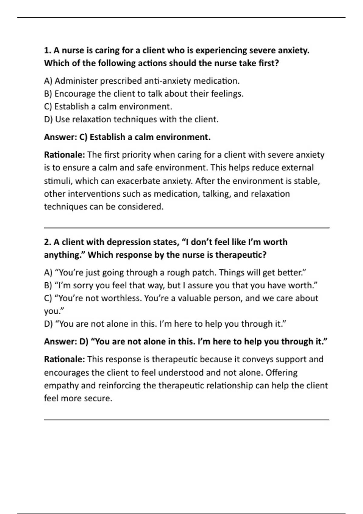 ATI Capstone Mental Health Final Assessment (2025 Edition): 50 Actual ...