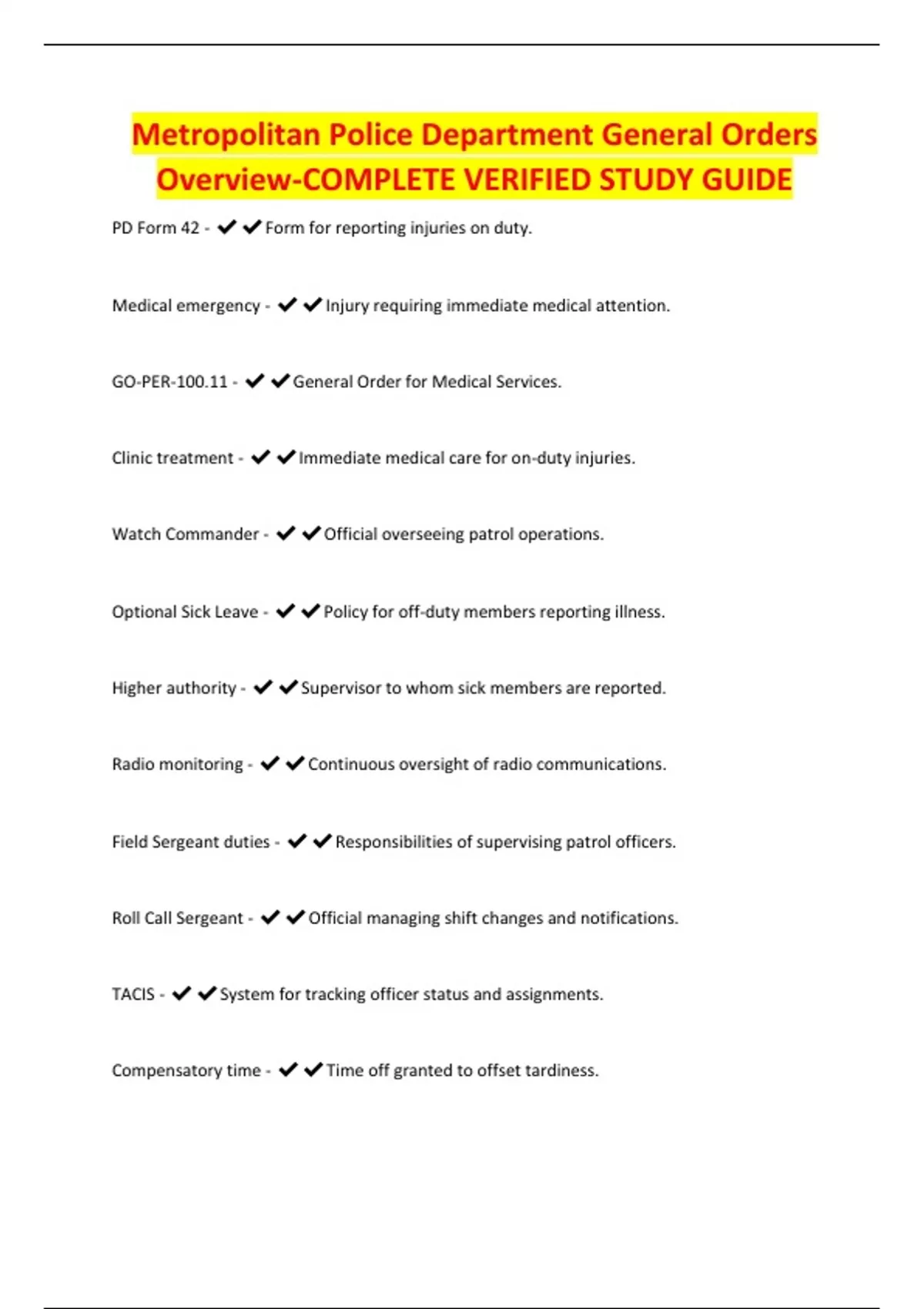 Metropolitan Police Department General Orders Overview-COMPLETE ...