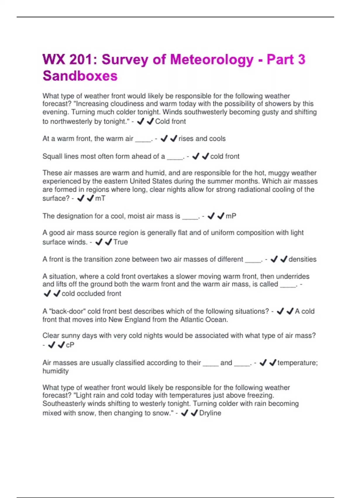 WX 201: Survey of Meteorology - Part 3 Sandboxes Questions And Answers ...