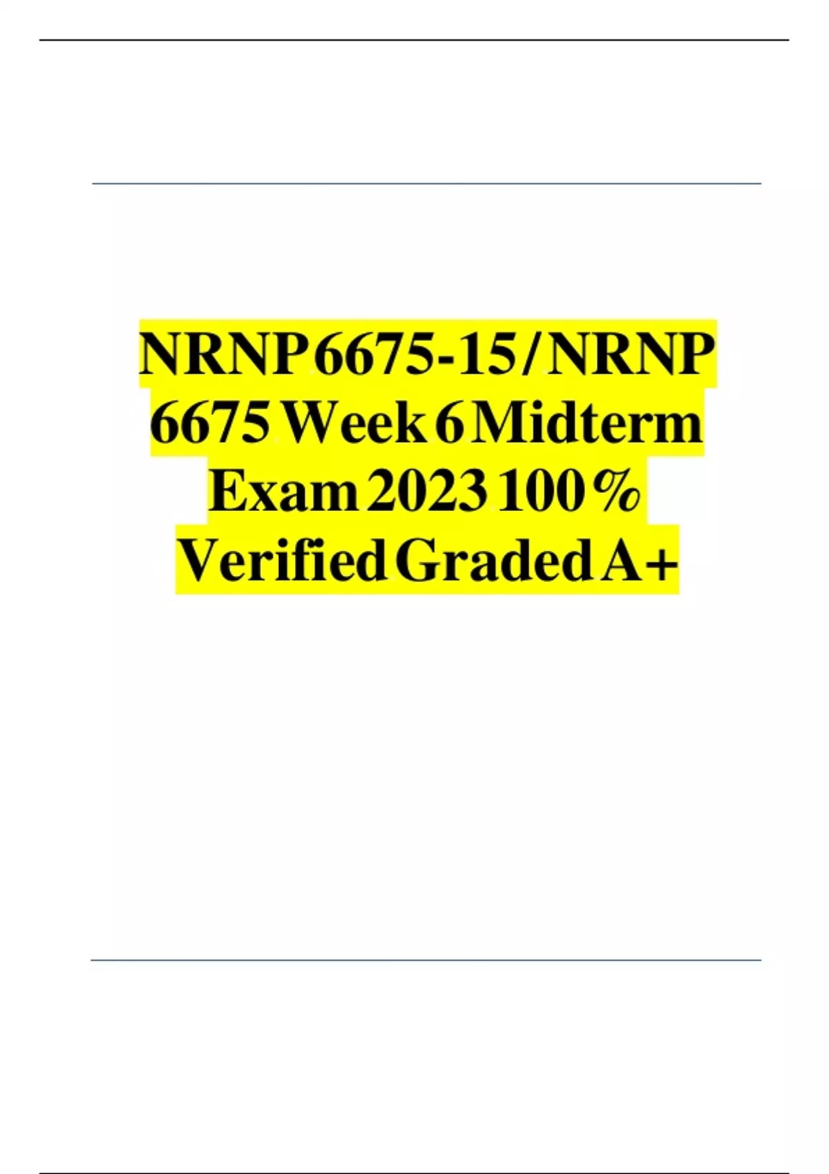 NRNP 6675 Week 6 Midterm Exam 2025 Questions and Answers 100% Correct ...