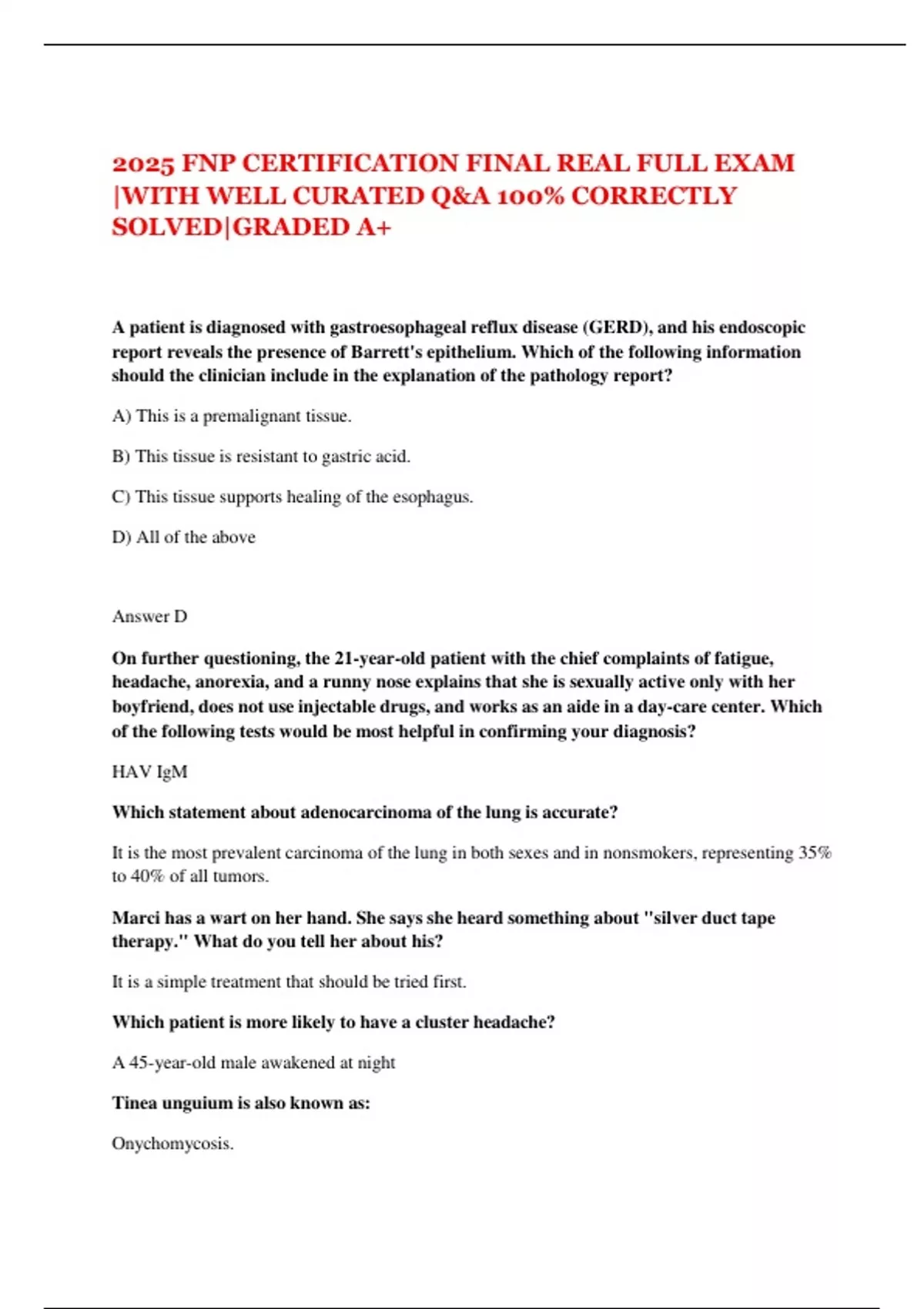 2025 FNP CERTIFICATION FINAL REAL FULL EXAM |WITH WELL CURATED Q&A 100% ...