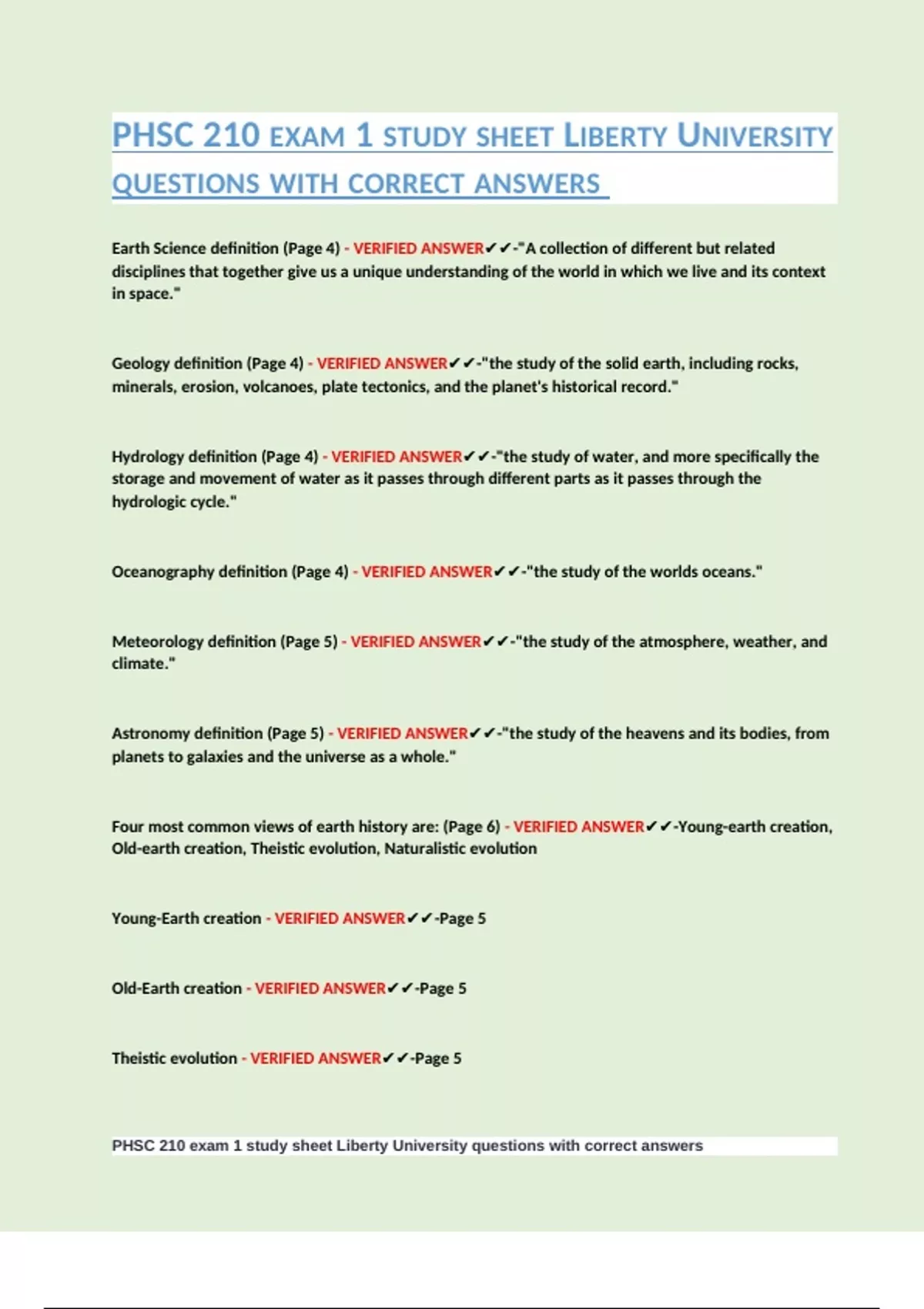 PHSC 210 STUDY PACK - Stuvia US