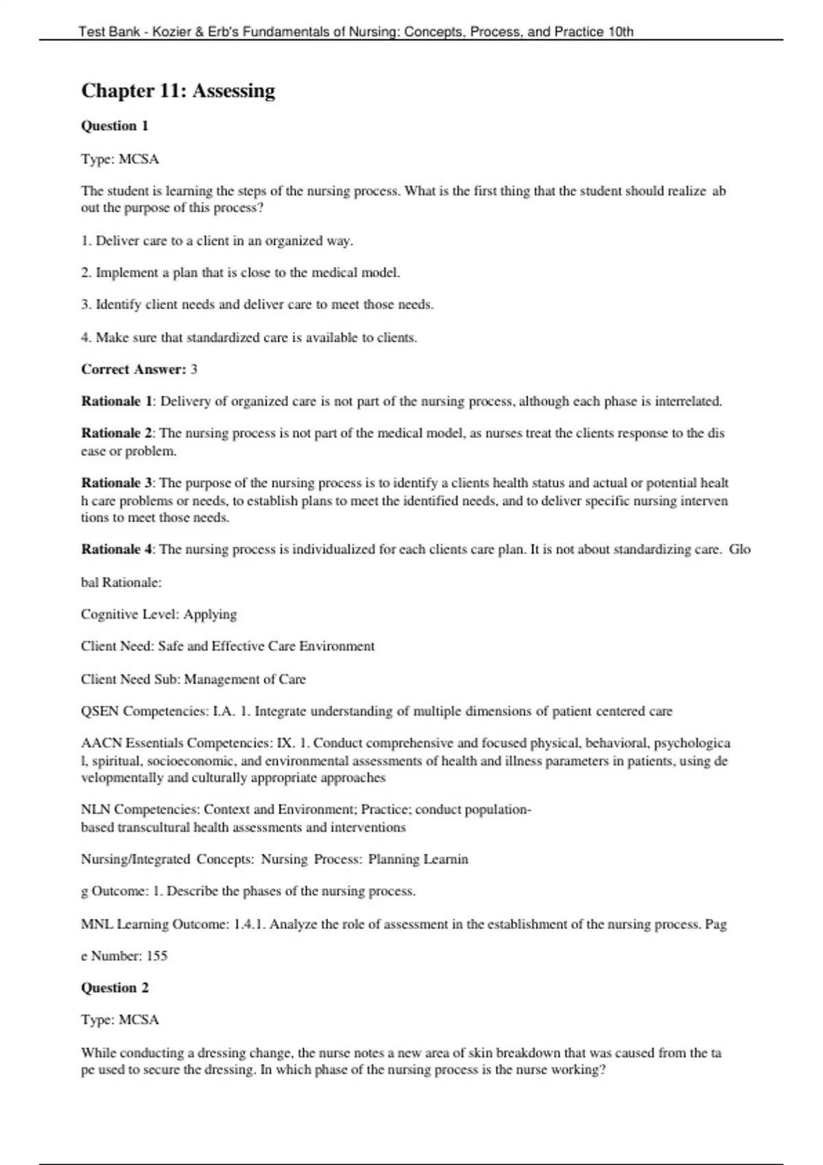 Test Bank For Kozier & Erb-s Fundamentals of Nursing 10th Edition By ...