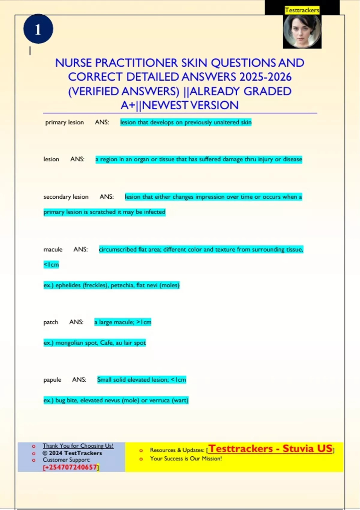 NURSE PRACTITIONER SKIN QUESTIONS AND CORRECT DETAILED ANSWERS ...