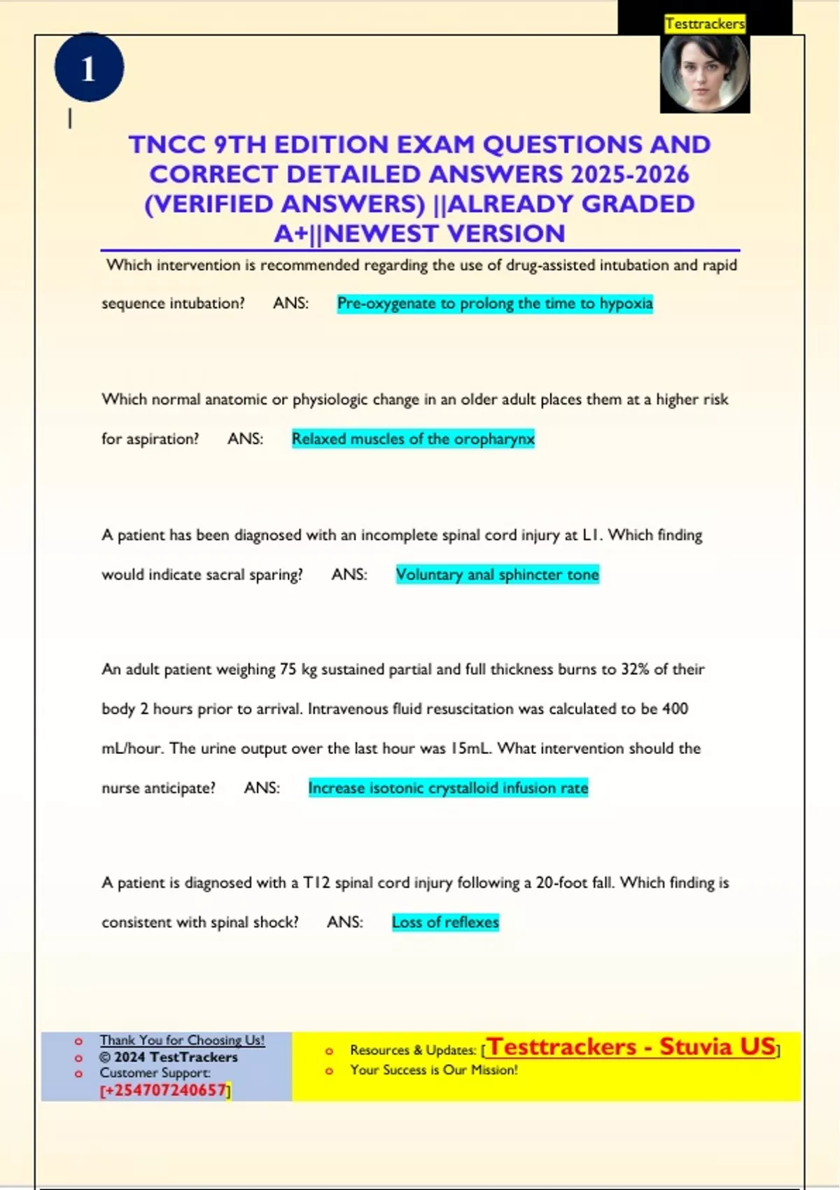 TNCC 9TH EDITION EXAM QUESTIONS AND CORRECT DETAILED ANSWERS (VERIFIED ...