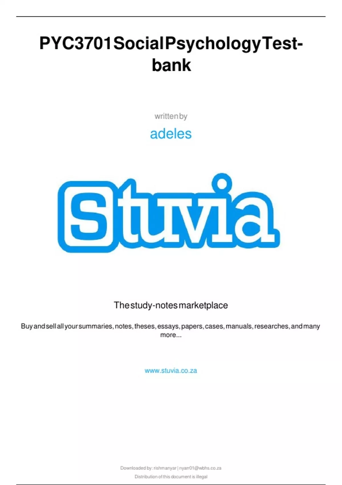 Test Bank For Social Psychology 2nd Edition By Elliot Aronson; Timothy ...