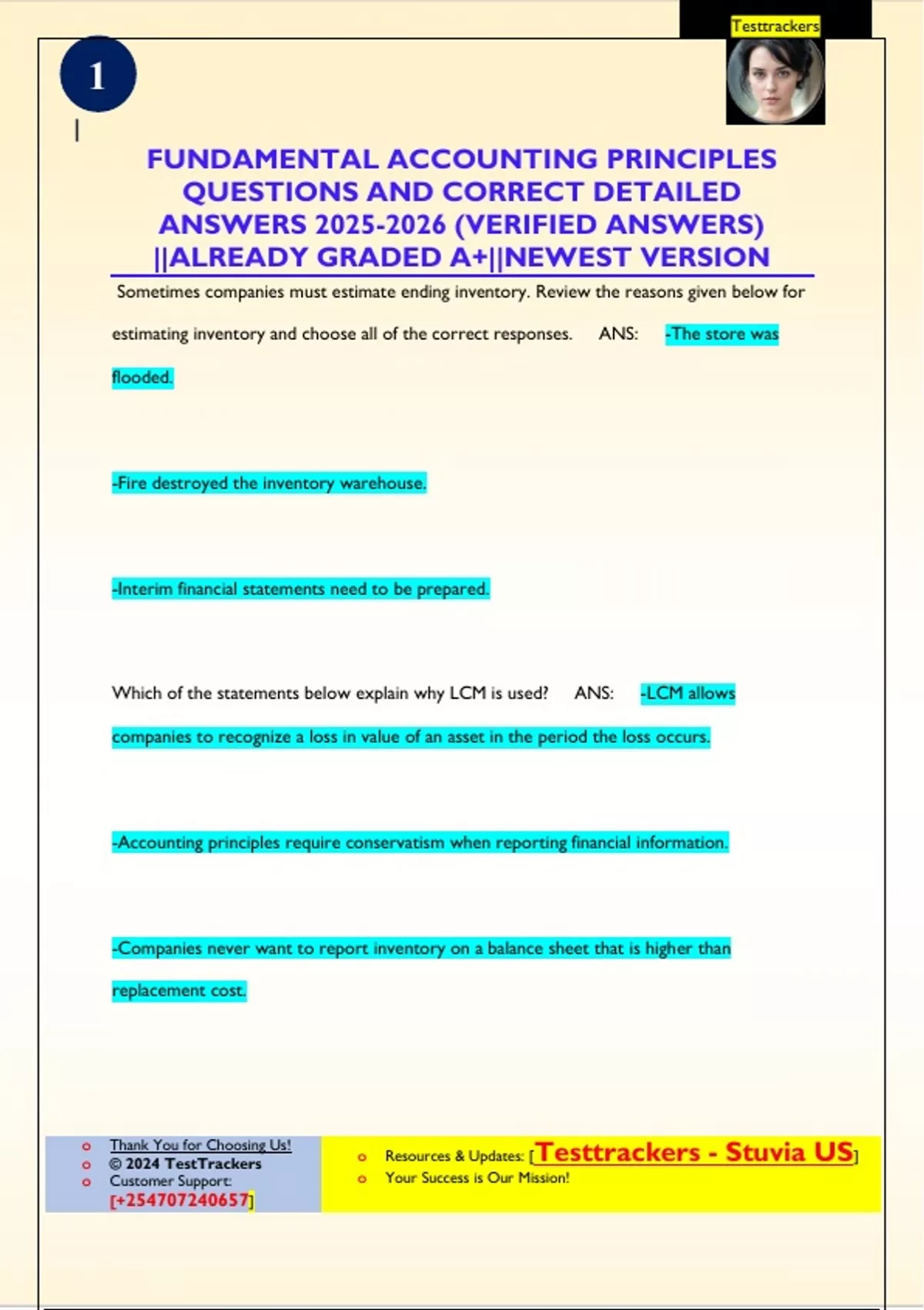 Fundamental Accounting Principles Questions And Correct Detailed Answers Verified Answers