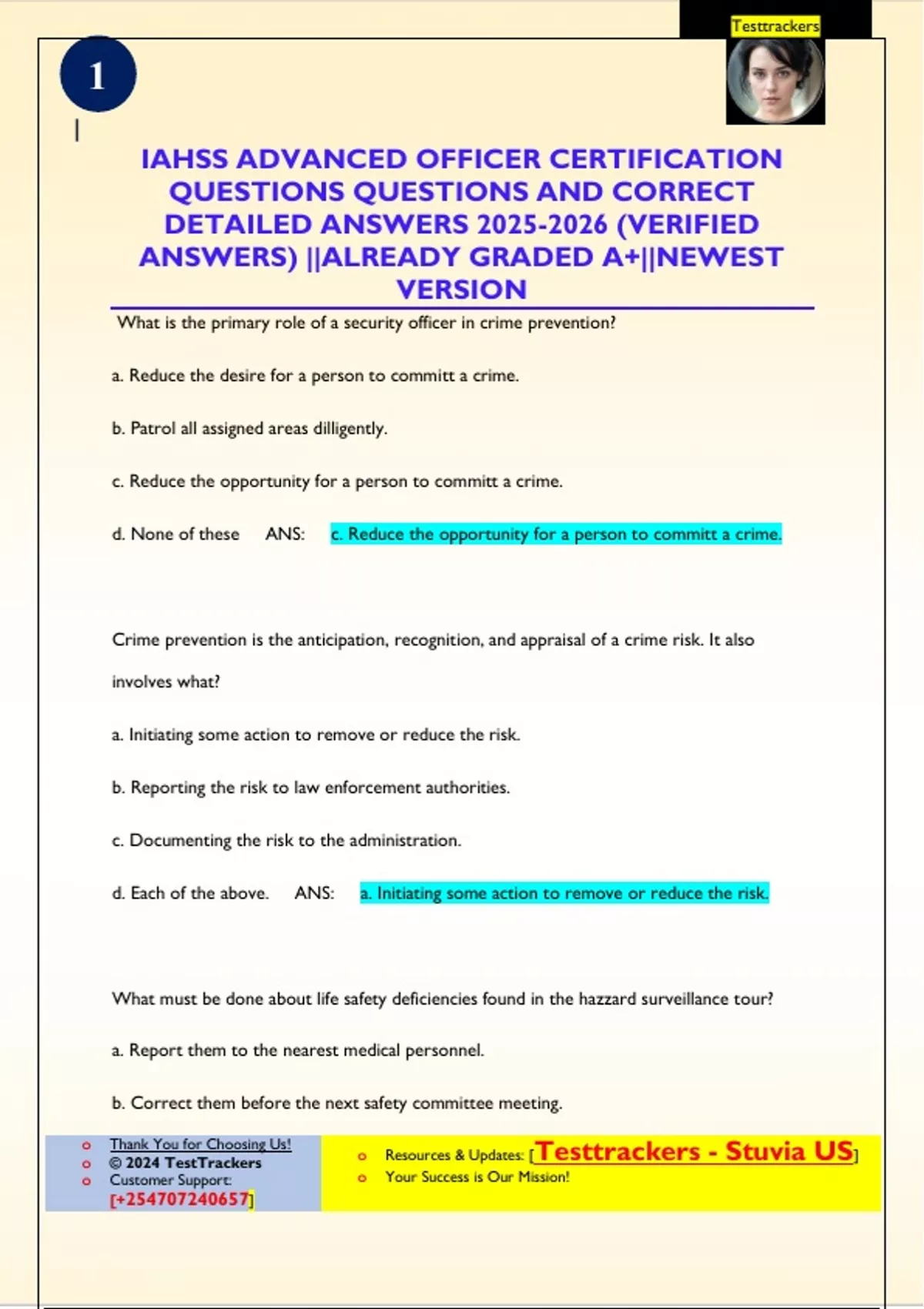 IAHSS ADVANCED OFFICER CERTIFICATION ACTUAL EXAM QUESTIONS AND CORRECT ...