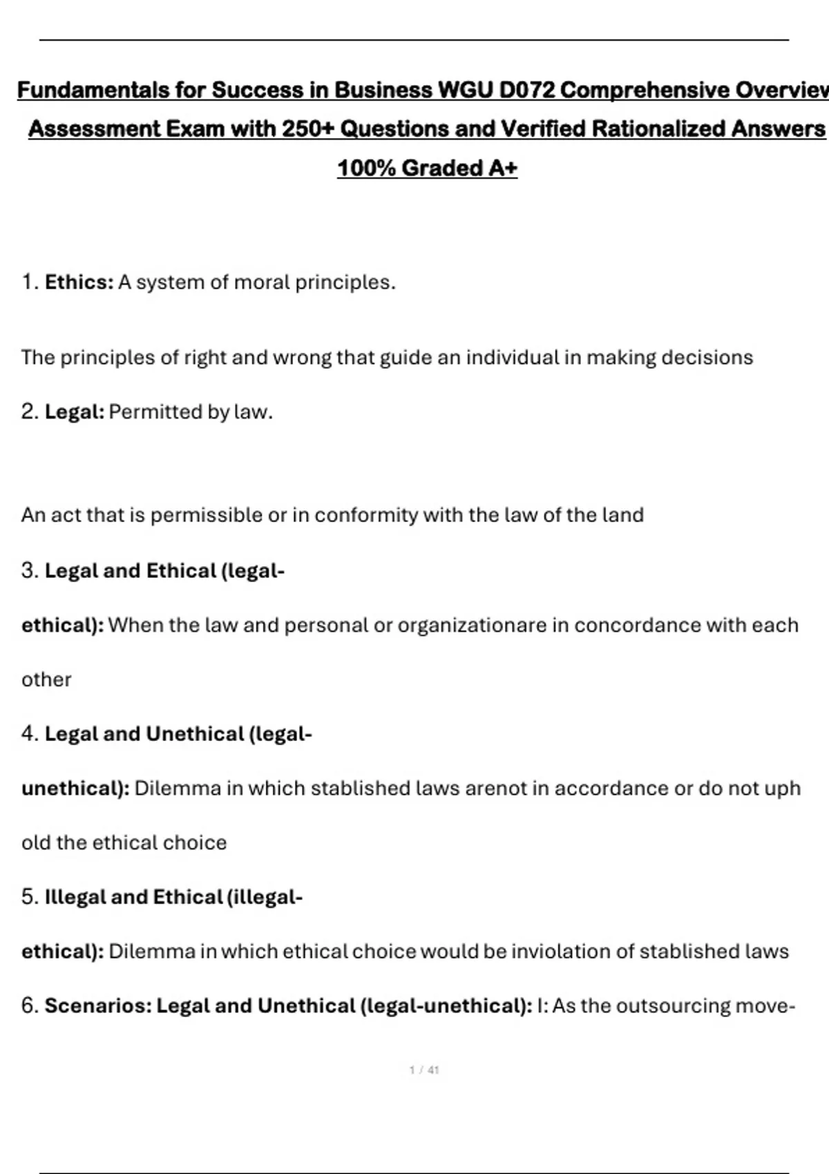 Fundamentals for Success in Business WGU D072 Comprehensive Overview ...