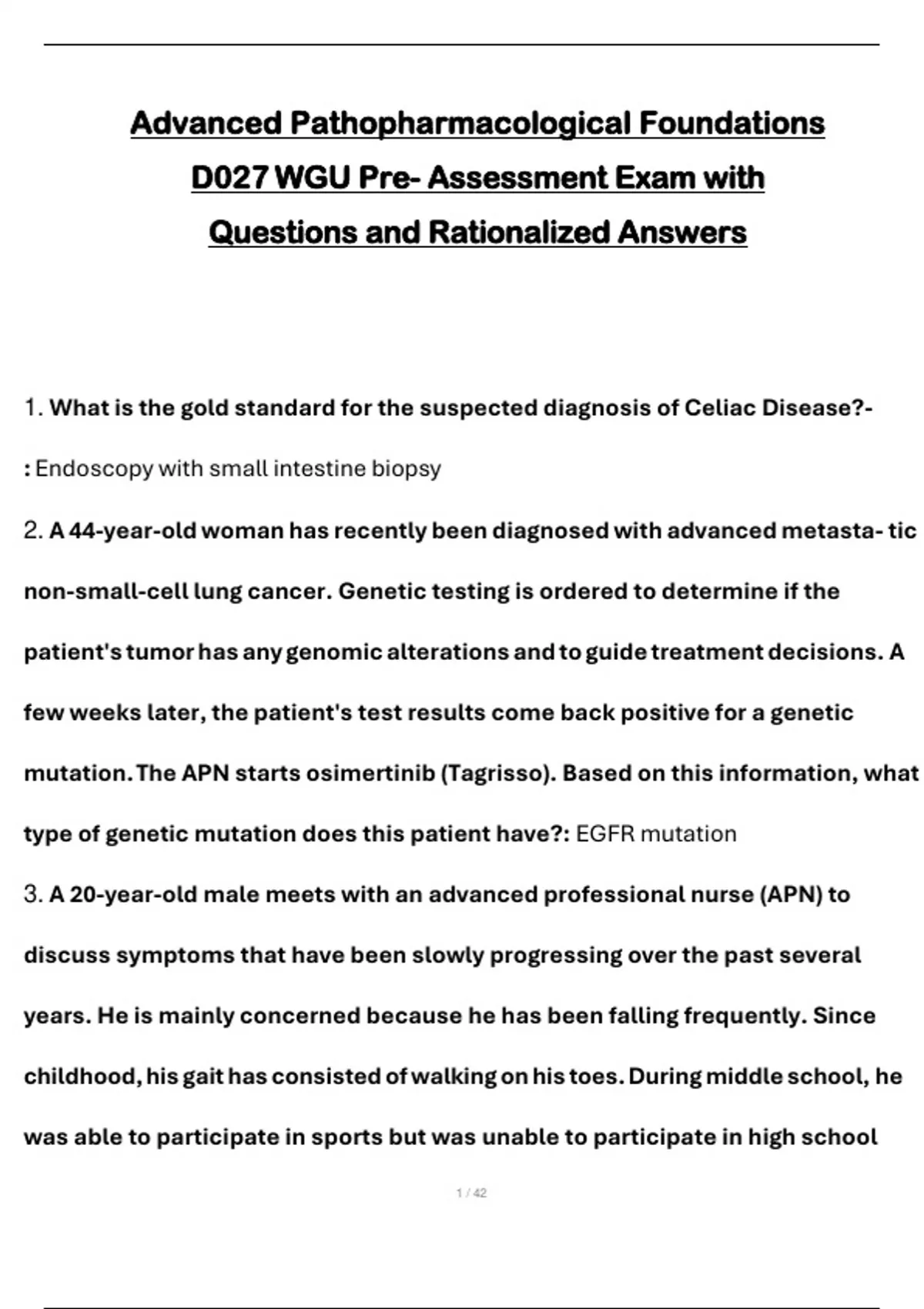 Advanced Pathopharmacological Foundations WGU D027 Study Guide Exam ...