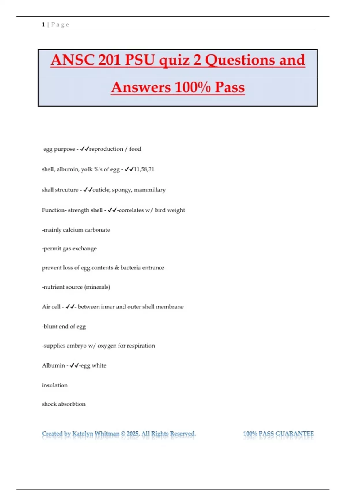ANSC 201 PSU quiz 2 Questions and Answers 100% Pass - ANSC 201 PSU ...