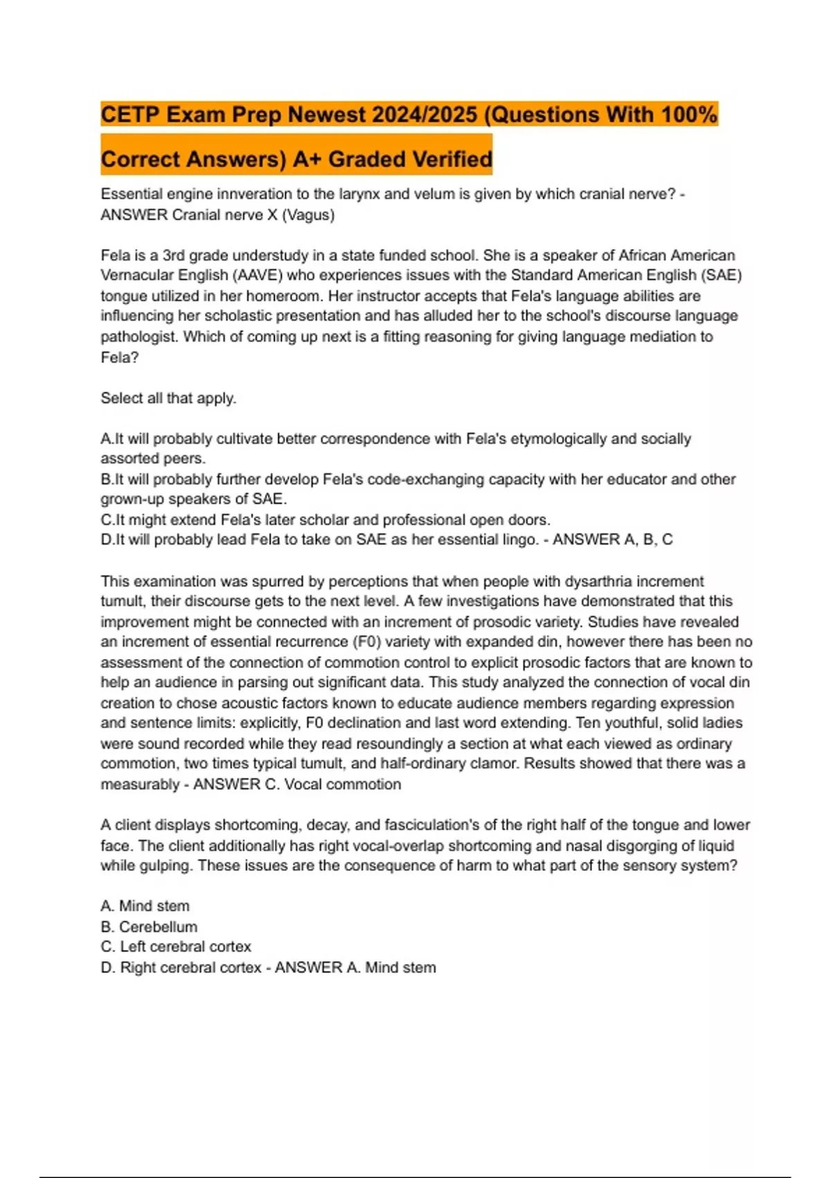 CETP Exam Prep Newest 2024/2025 (Questions With 100% Correct Answers ...