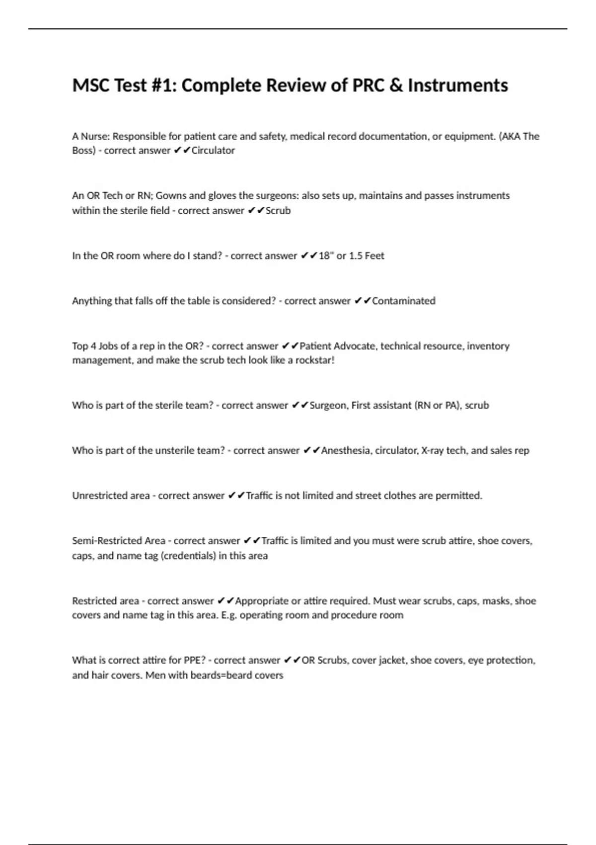 MSC Test #1: Complete Review of PRC & Instruments - MSc - Stuvia US