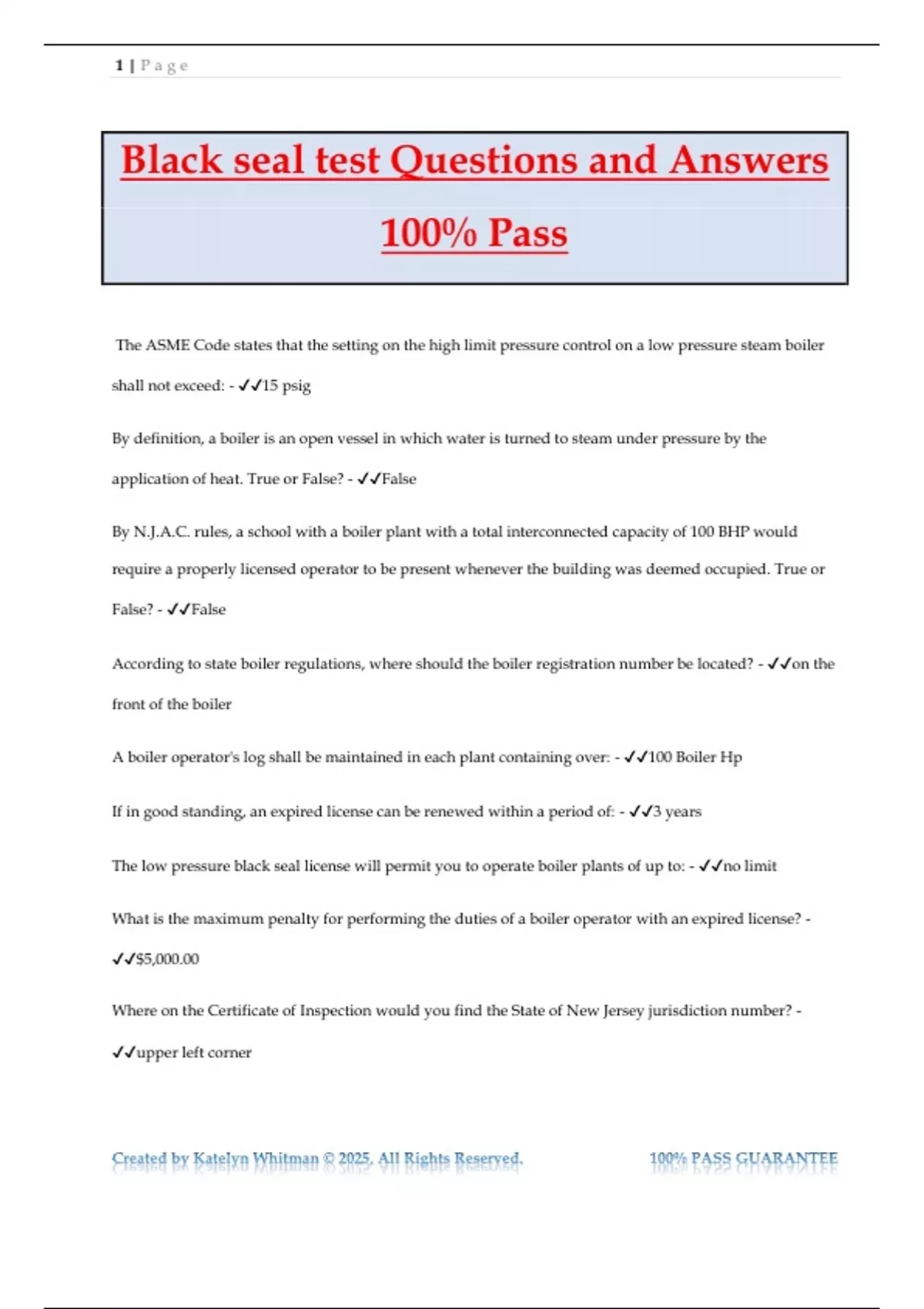Black seal test Questions and Answers 100% Pass - Black Seal - Stuvia US