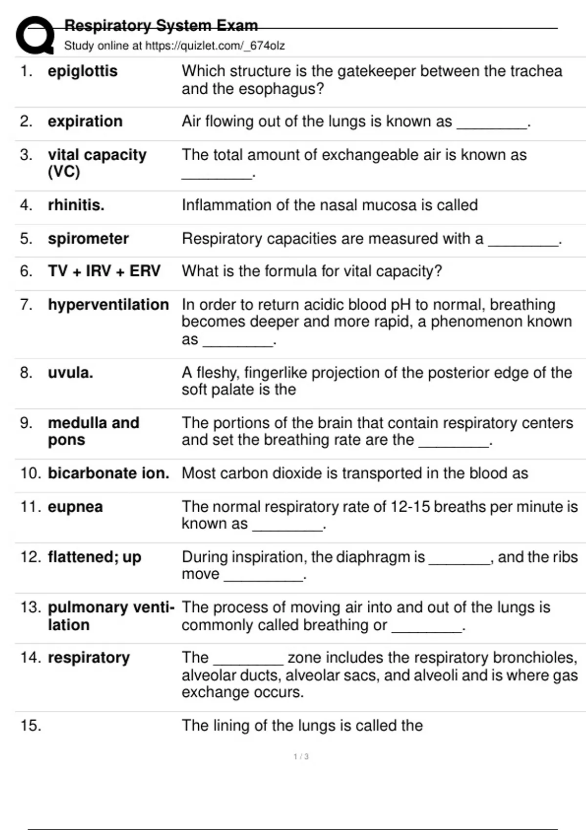 Respiratory System Exam 2 Questions and answers - Nur 604 - Stuvia US
