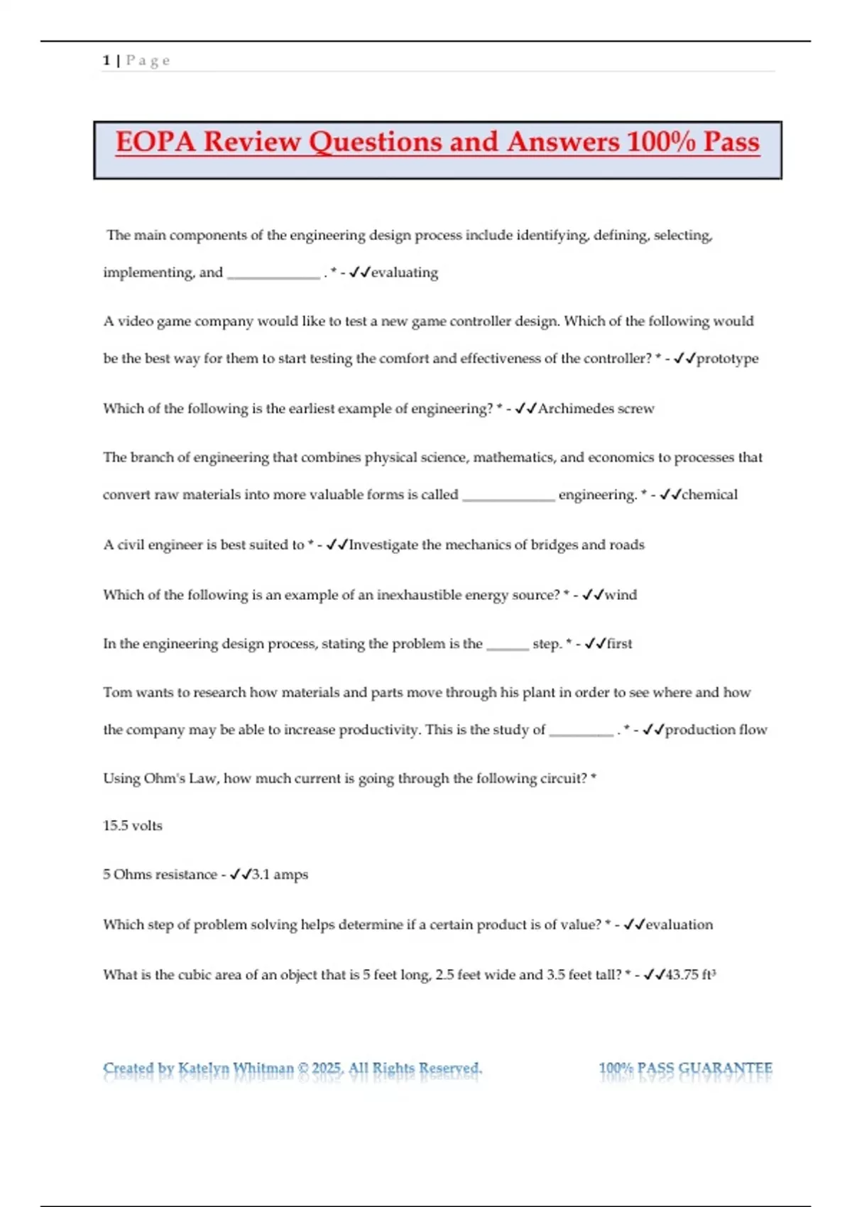 EOPA Review Questions and Answers 100% Pass - EOPA - Stuvia US