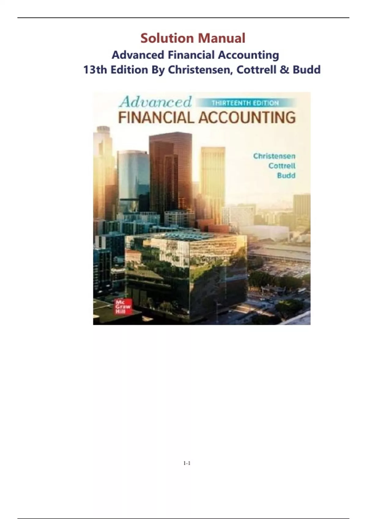 Solution Manual For Advanced Financial Accounting 13th Edition By ...