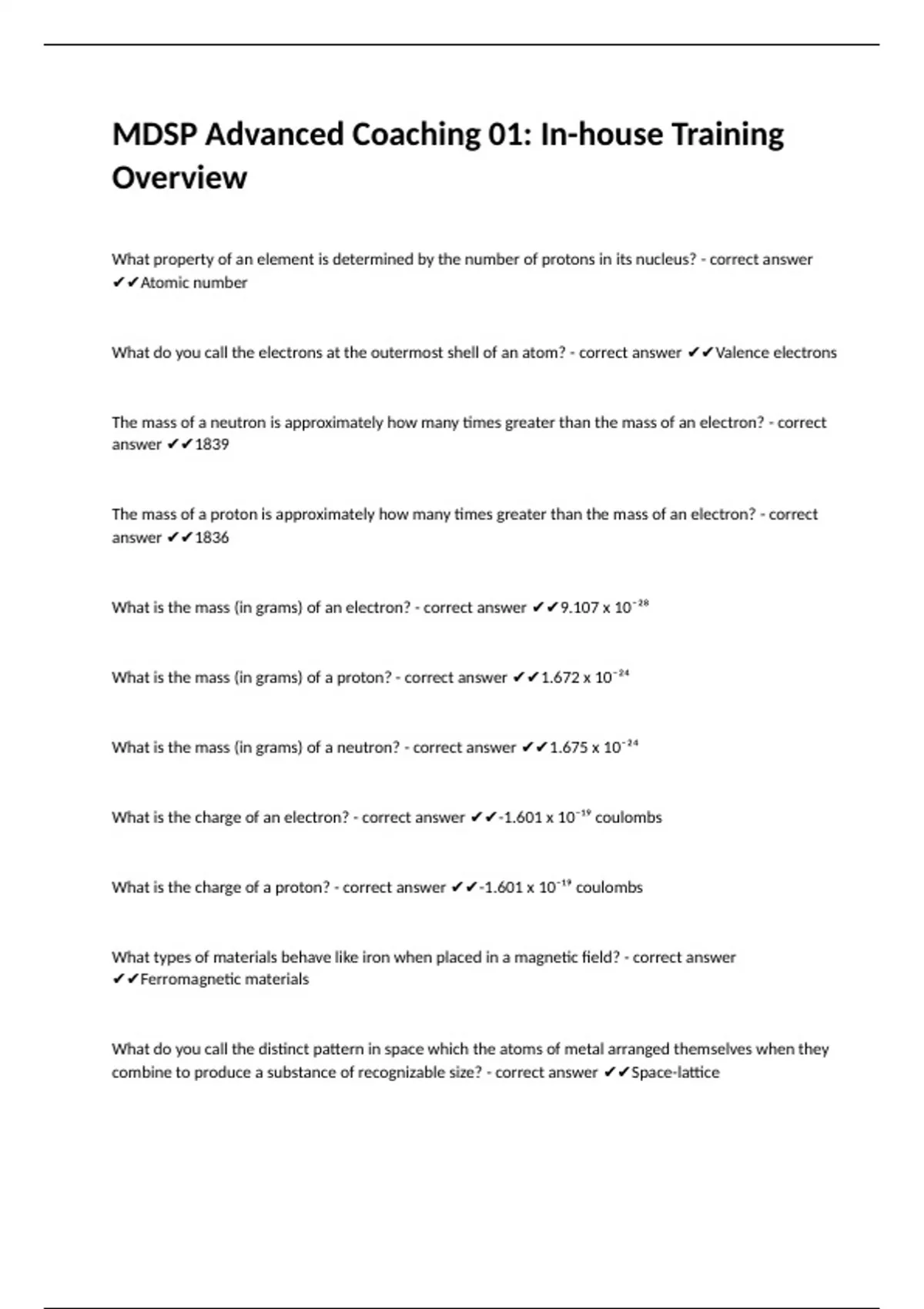 MDSP Advanced Coaching 01 In-house Training Overview - MDSP - Stuvia US