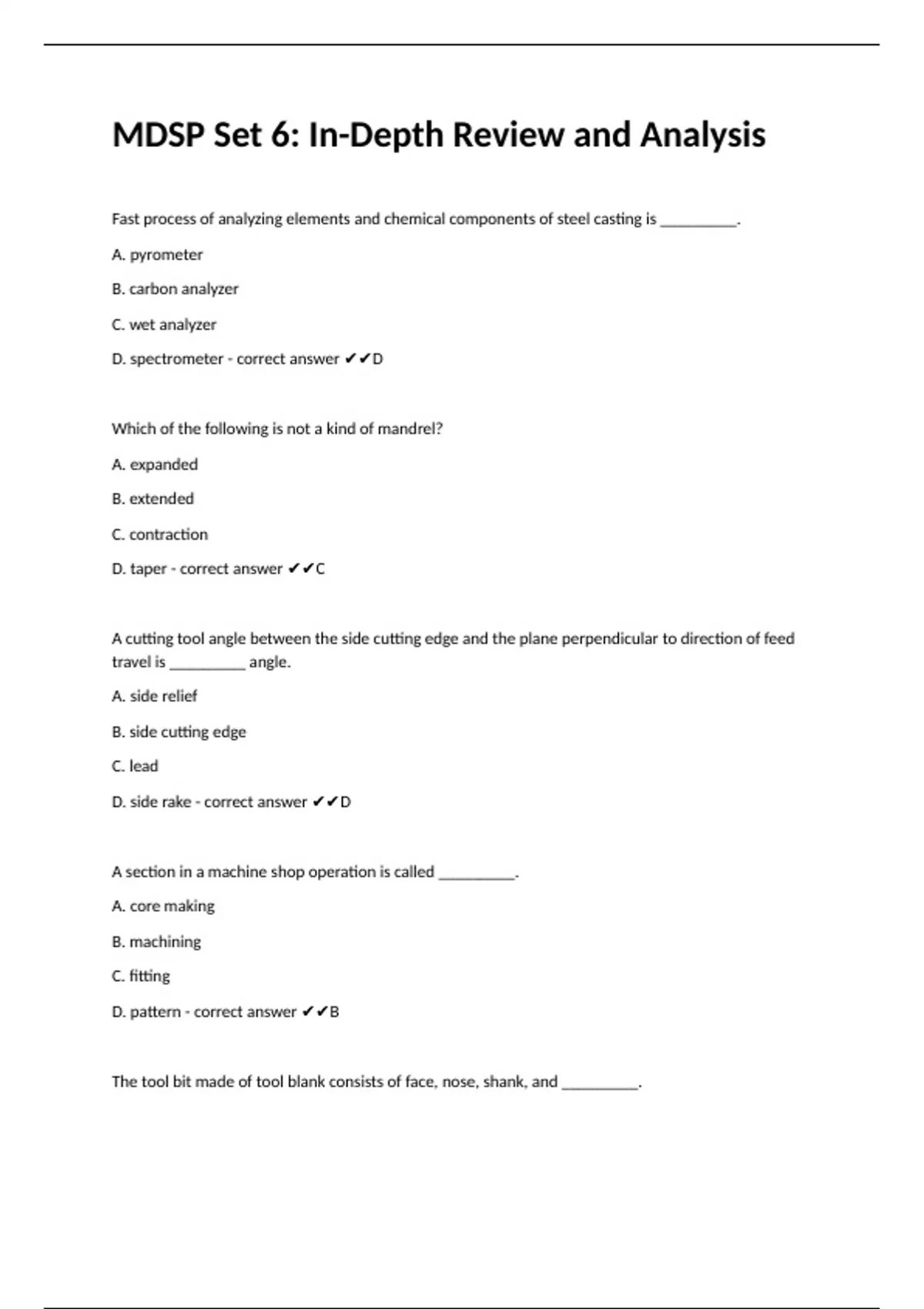 MDSP Set 6: In-Depth Review and Analysis - MDSP - Stuvia US