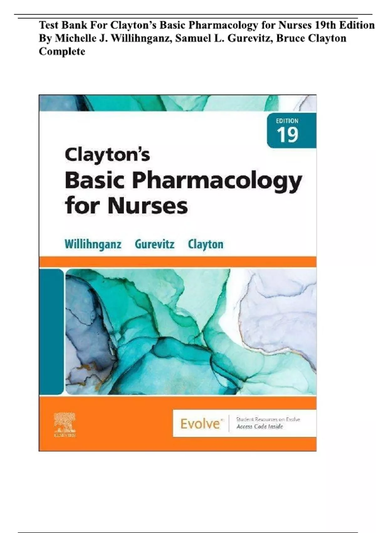 TEST BANK For Clayton's Basic Pharmacology for Nurses 19th Edition ...