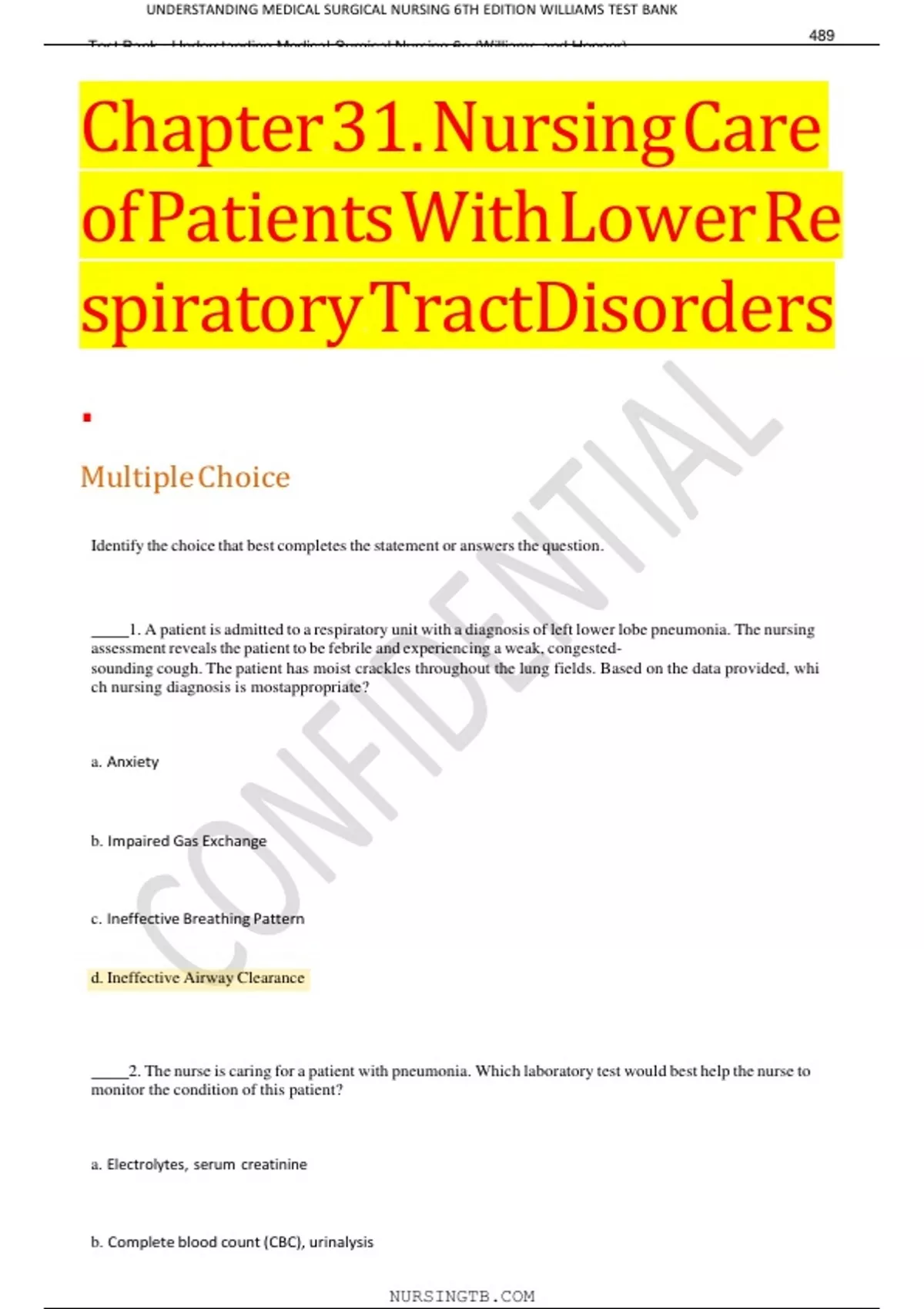 Nursing Care of Patients With Lower Respiratory Tract Disorders ...