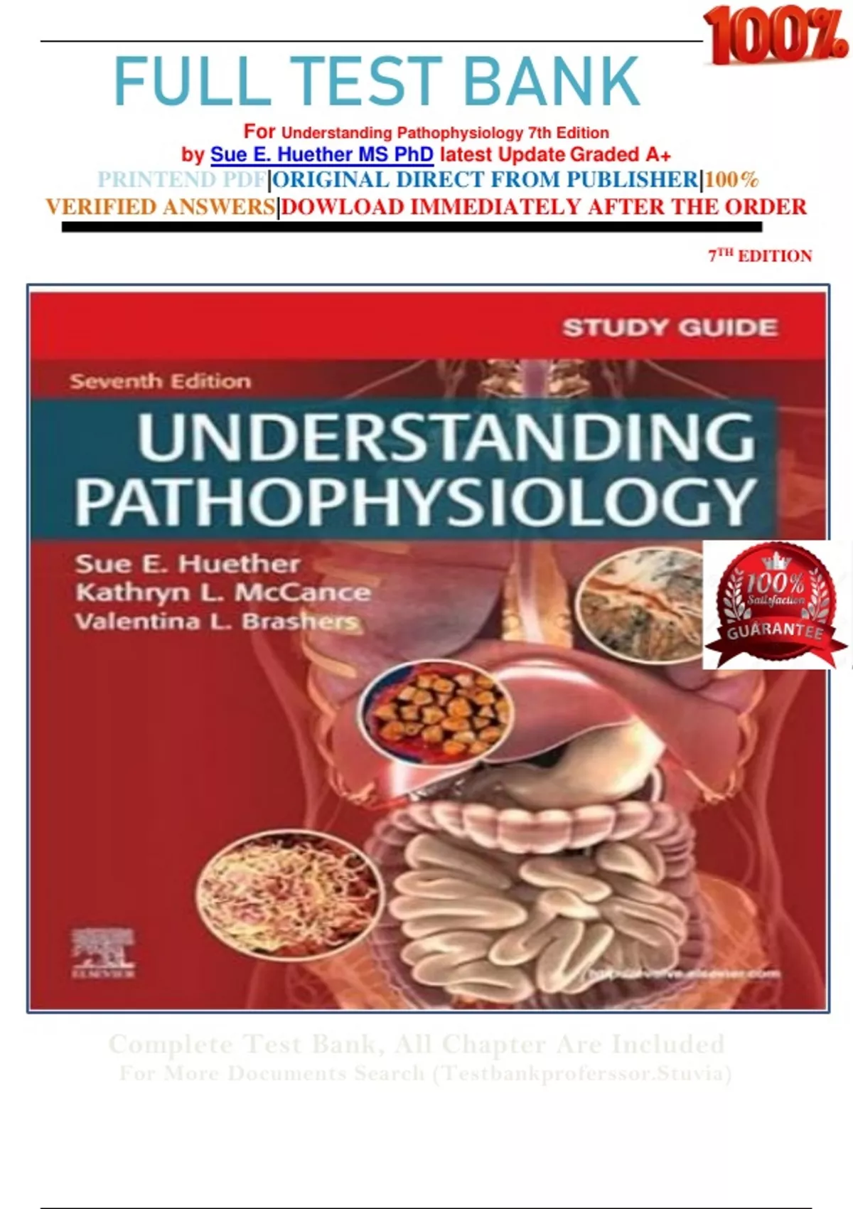 FULL TEST BANK For Understanding Pathophysiology 7th Edition by Sue E ...